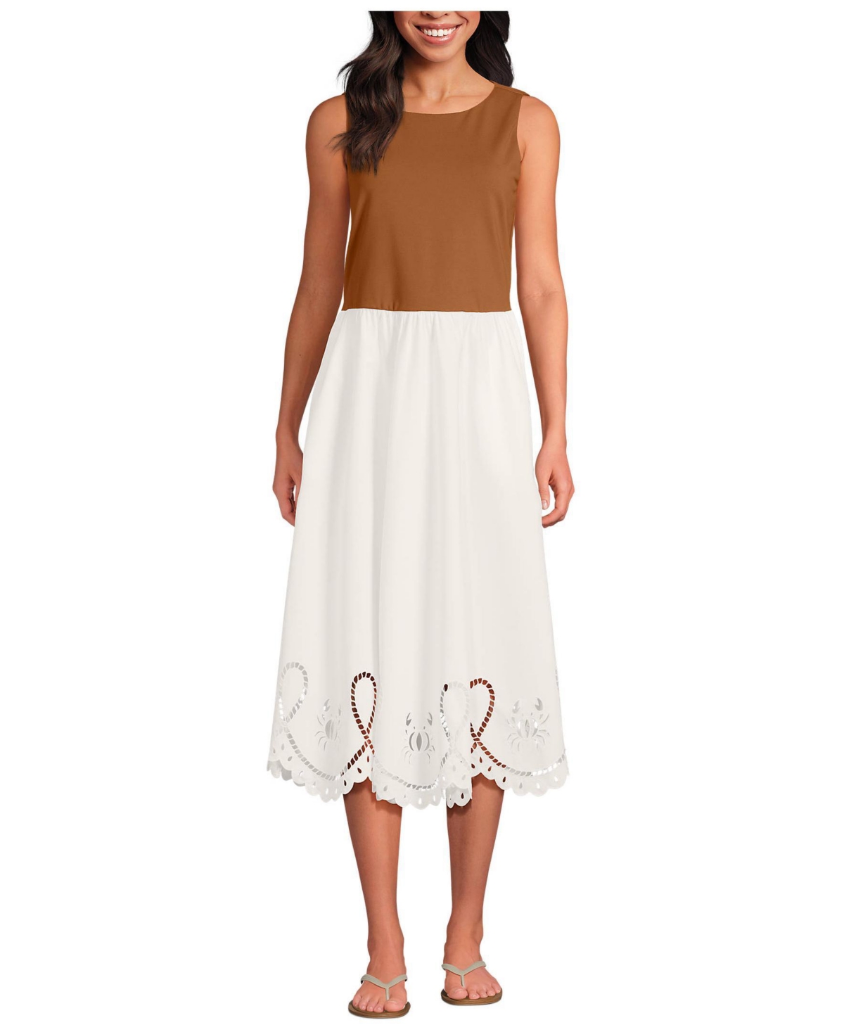 Click here for Lands End Womens Embroidered Duet Midi Dress - Ric... prices
