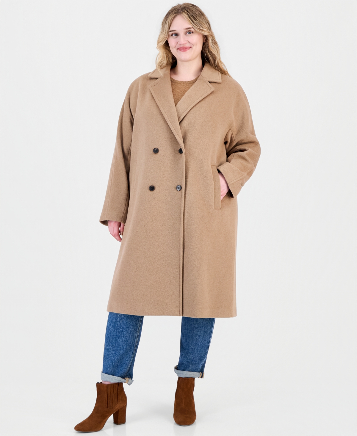 Click here for Calvin Klein Plus Size Double-Breasted Wool-Blend... prices
