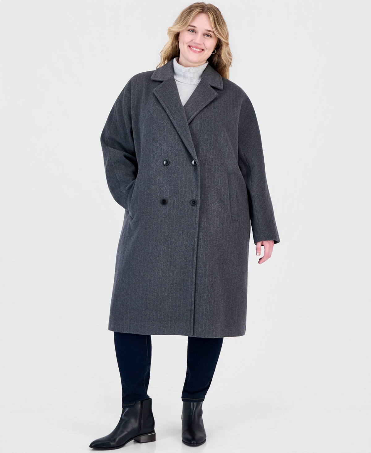 Click here for Calvin Klein Plus Size Double-Breasted Wool-Blend... prices