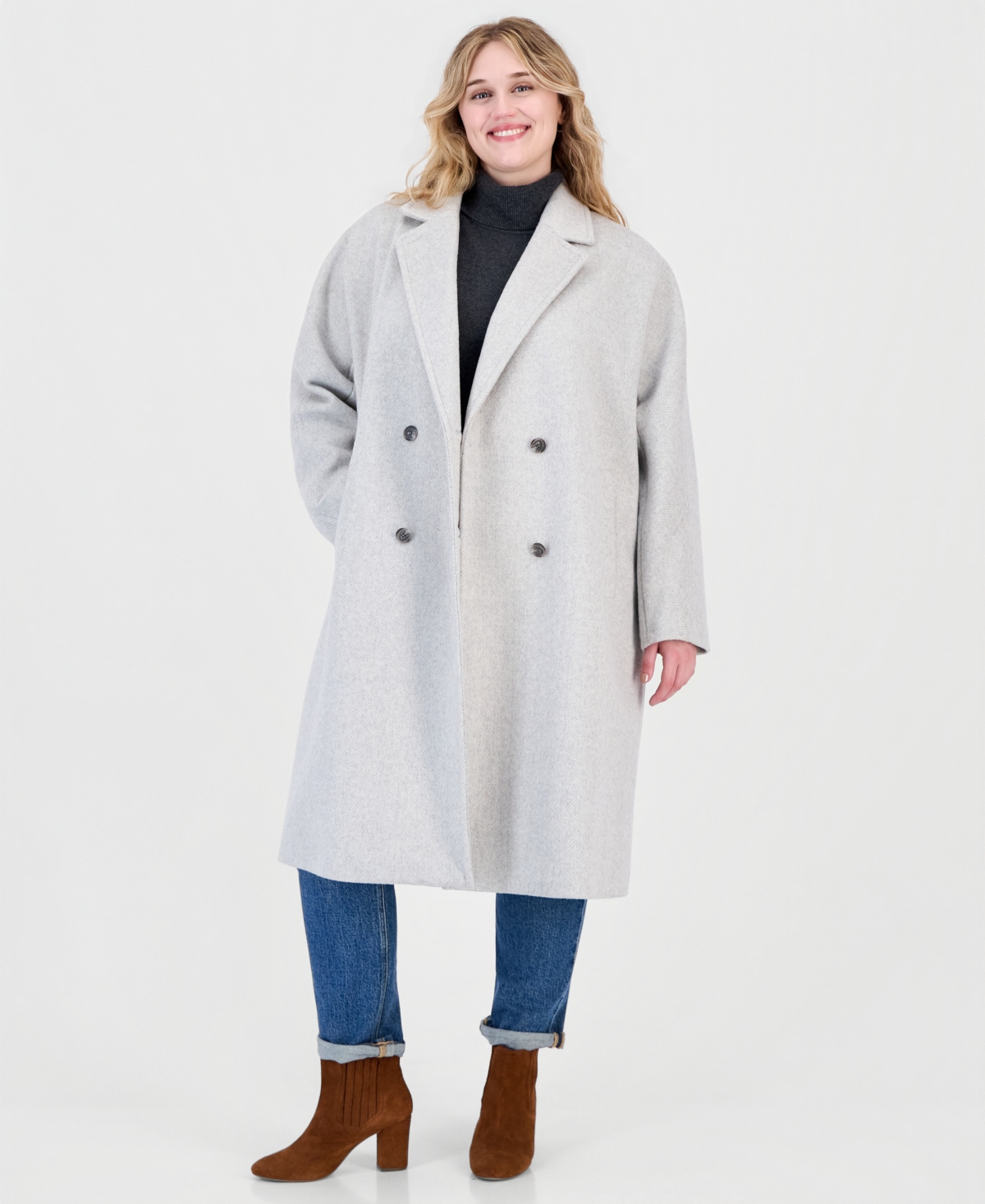 Click here for Calvin Klein Plus Size Double-Breasted Wool-Blend... prices