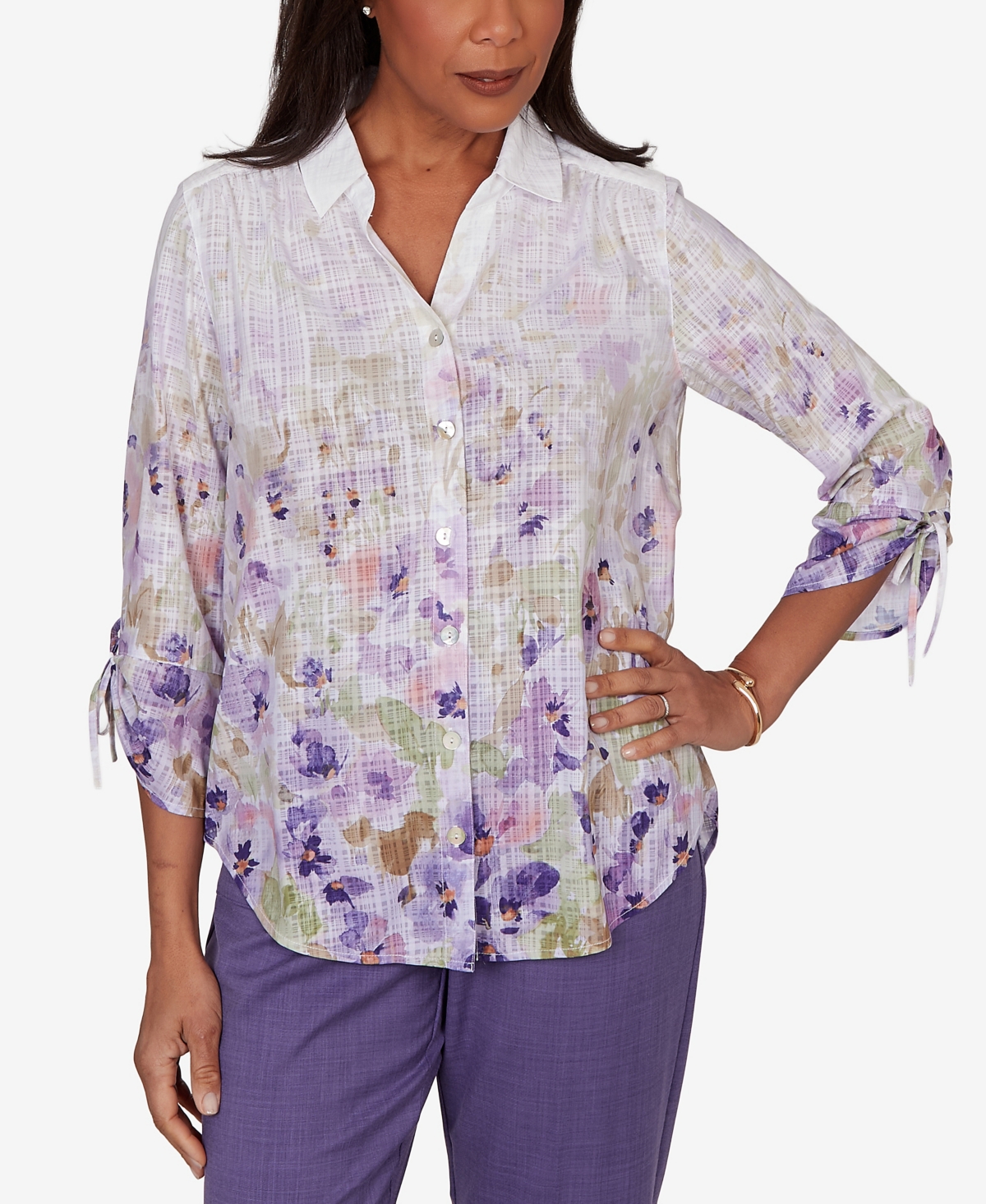 Click here for Alfred Dunner Petite Grand Bazaar Floral Ombre But... prices