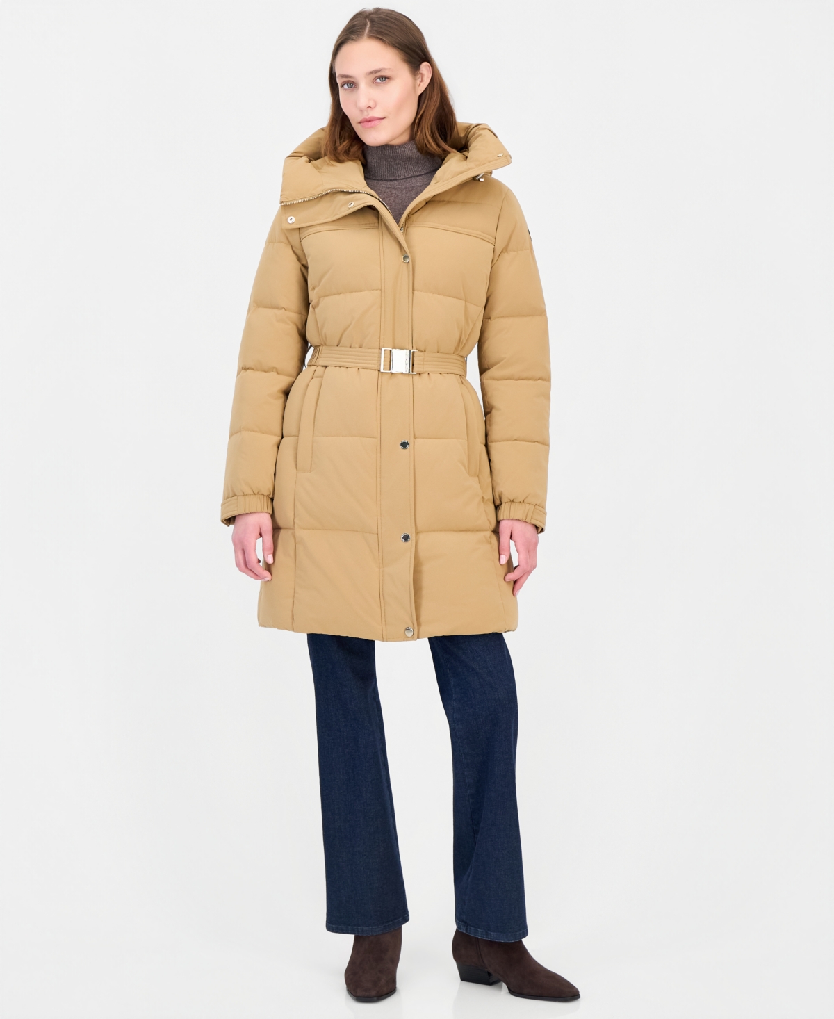 Click here for Michael Michael Kors Womens Belted Hooded Puffer C... prices