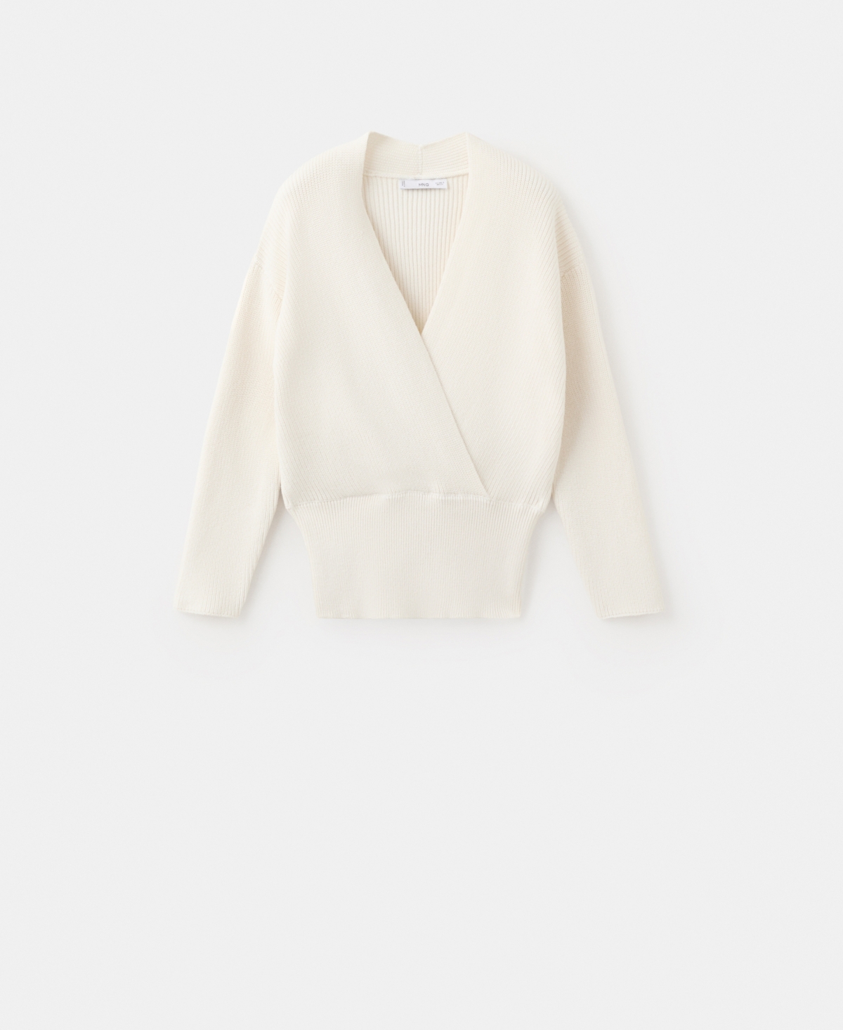 Click here for Mango Womens V-Neck Ribbed Knit Sweater - Ecru prices