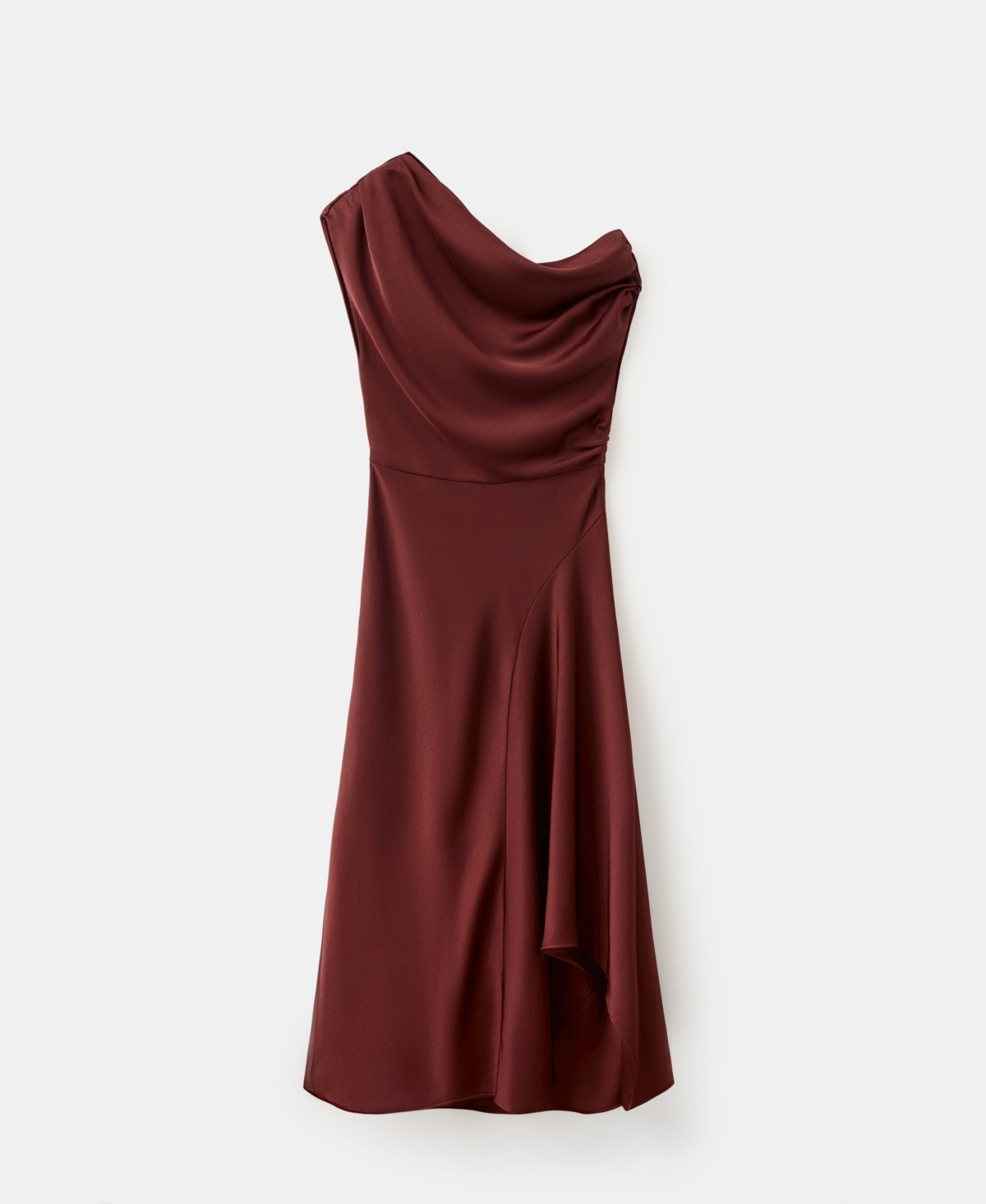 Click here for Mango Womens Asymmetrical Flared Dress - Burgundy prices