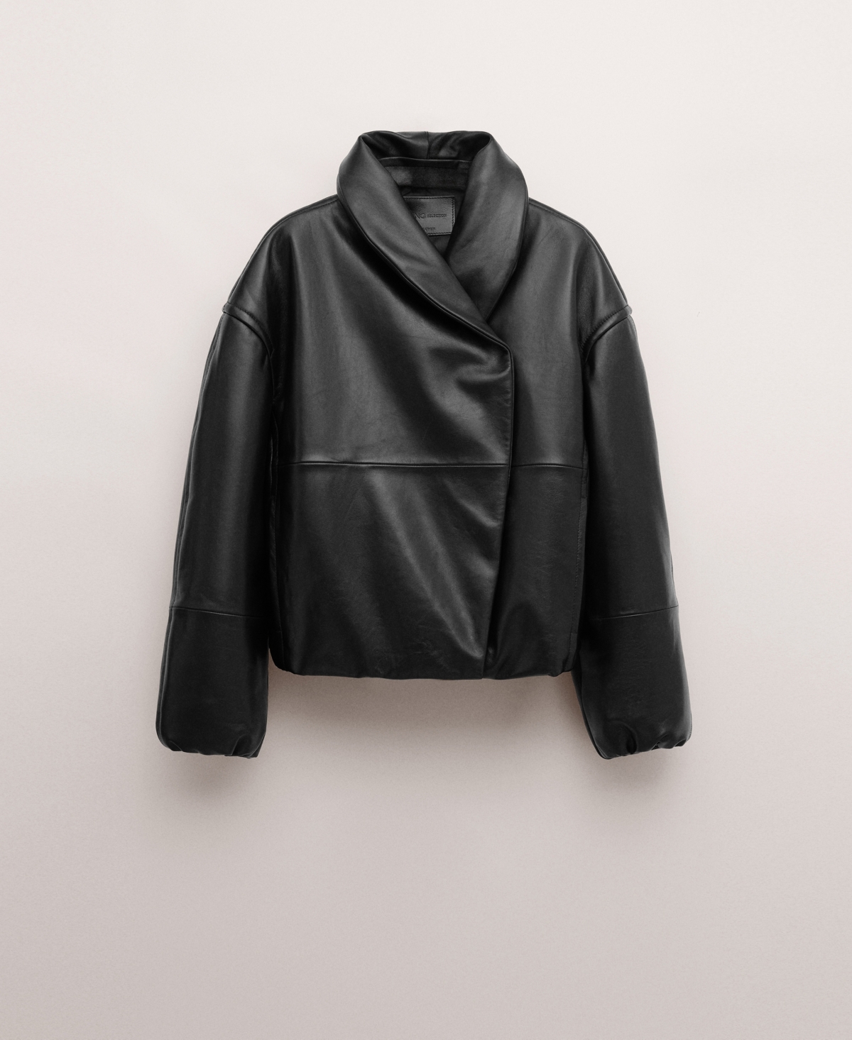 Click here for Mango Womens Oversized Leather Bomber Jacket - Bla... prices