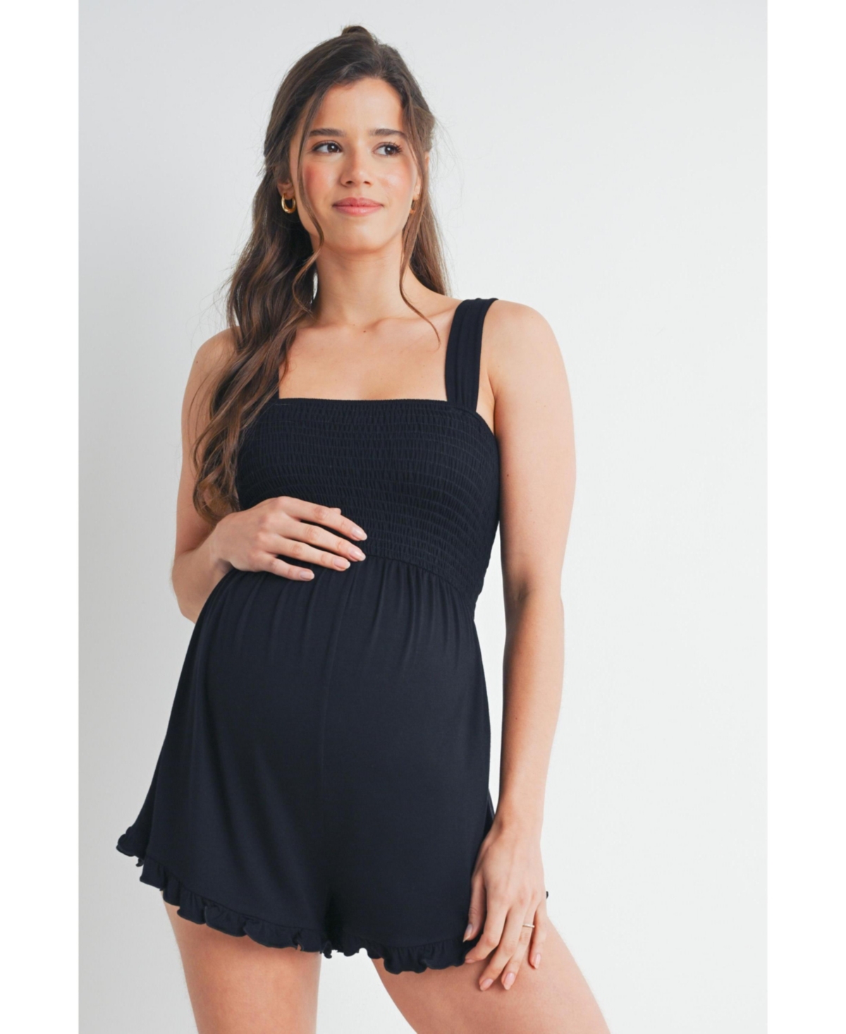 Click here for Hello Miz Maternity Smocked Square Neck Sleeveless... prices