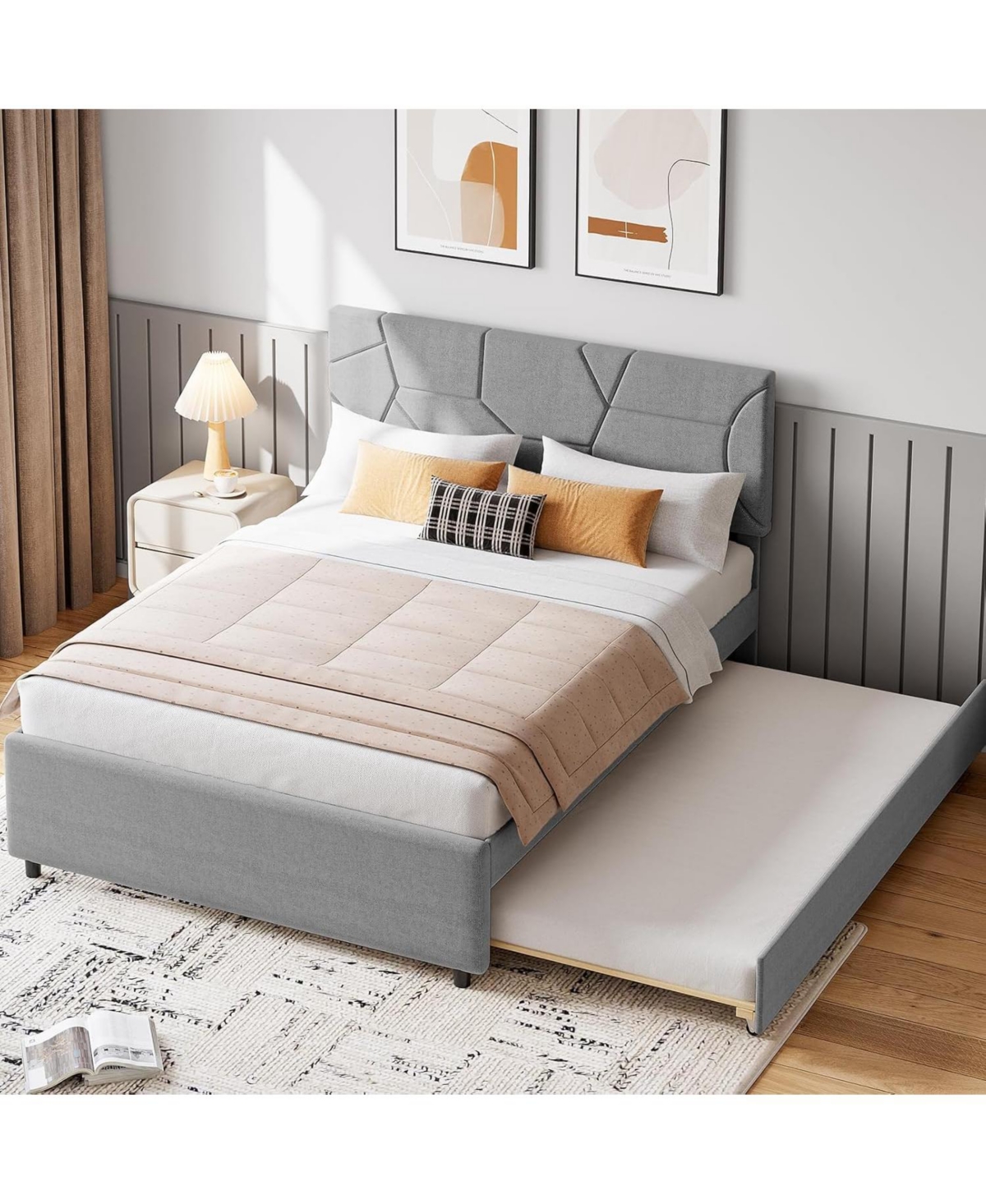 Click here for gaomon Bed Frame with Trundle  Upholstered Platfor... prices