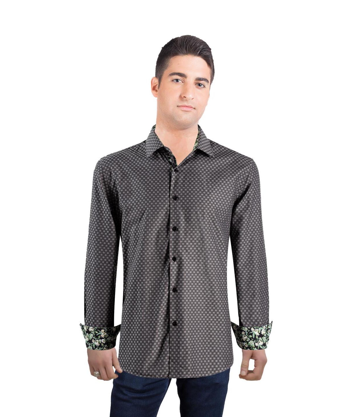 Click here for Elie Balleh Mens Slim Fit Jacquard Dot Button-Down... prices