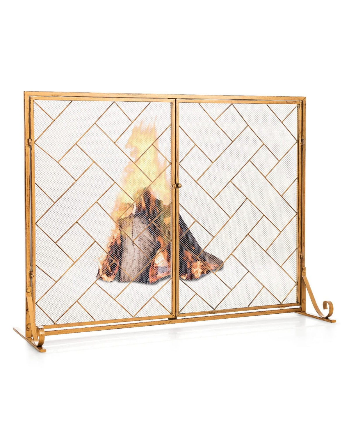 Click here for Sugift 3-Panel Folding Wrought Iron Fireplace Scre... prices