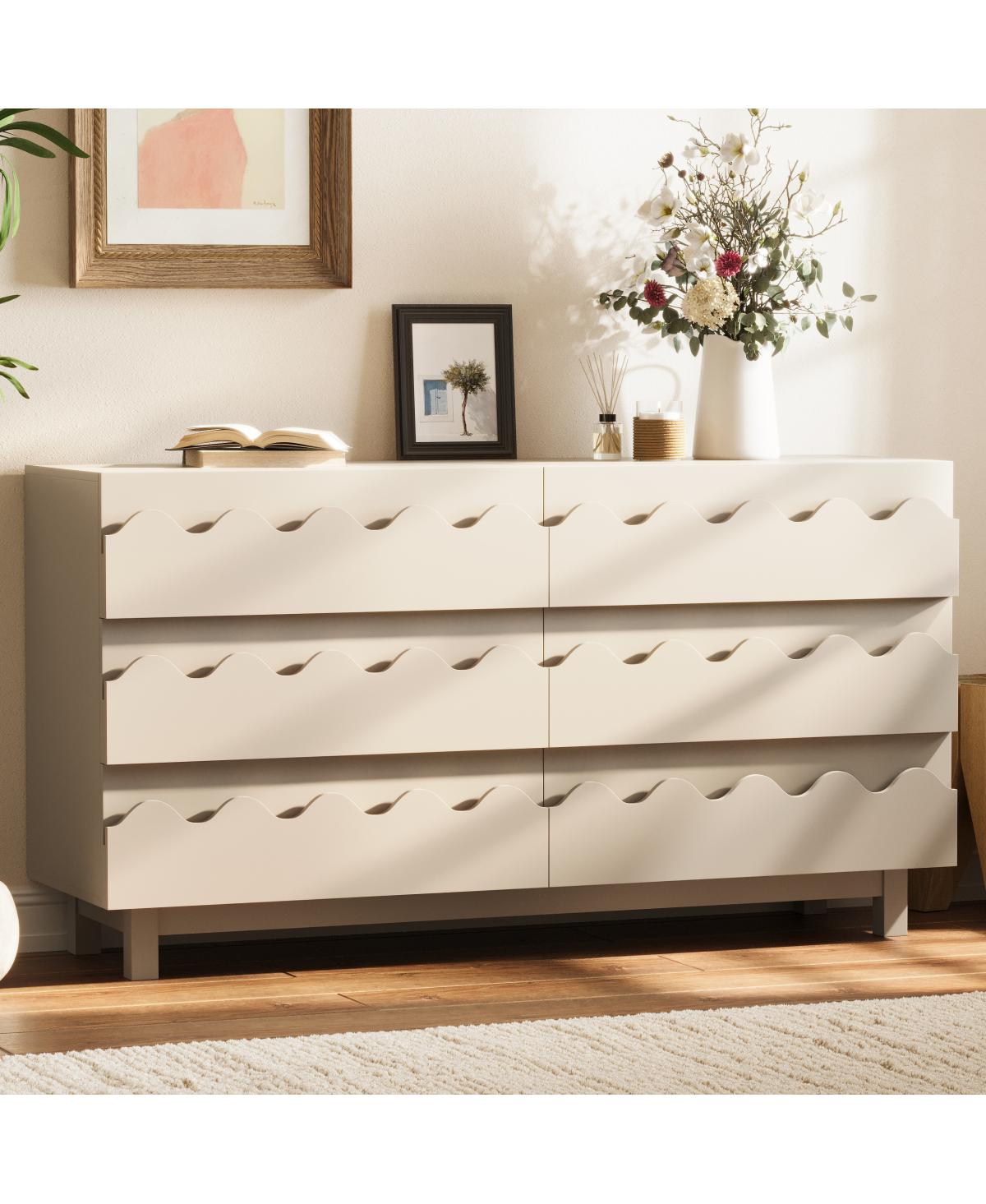 Click here for Streamdale Furniture 60 6-Drawer Wave Front Dresse... prices