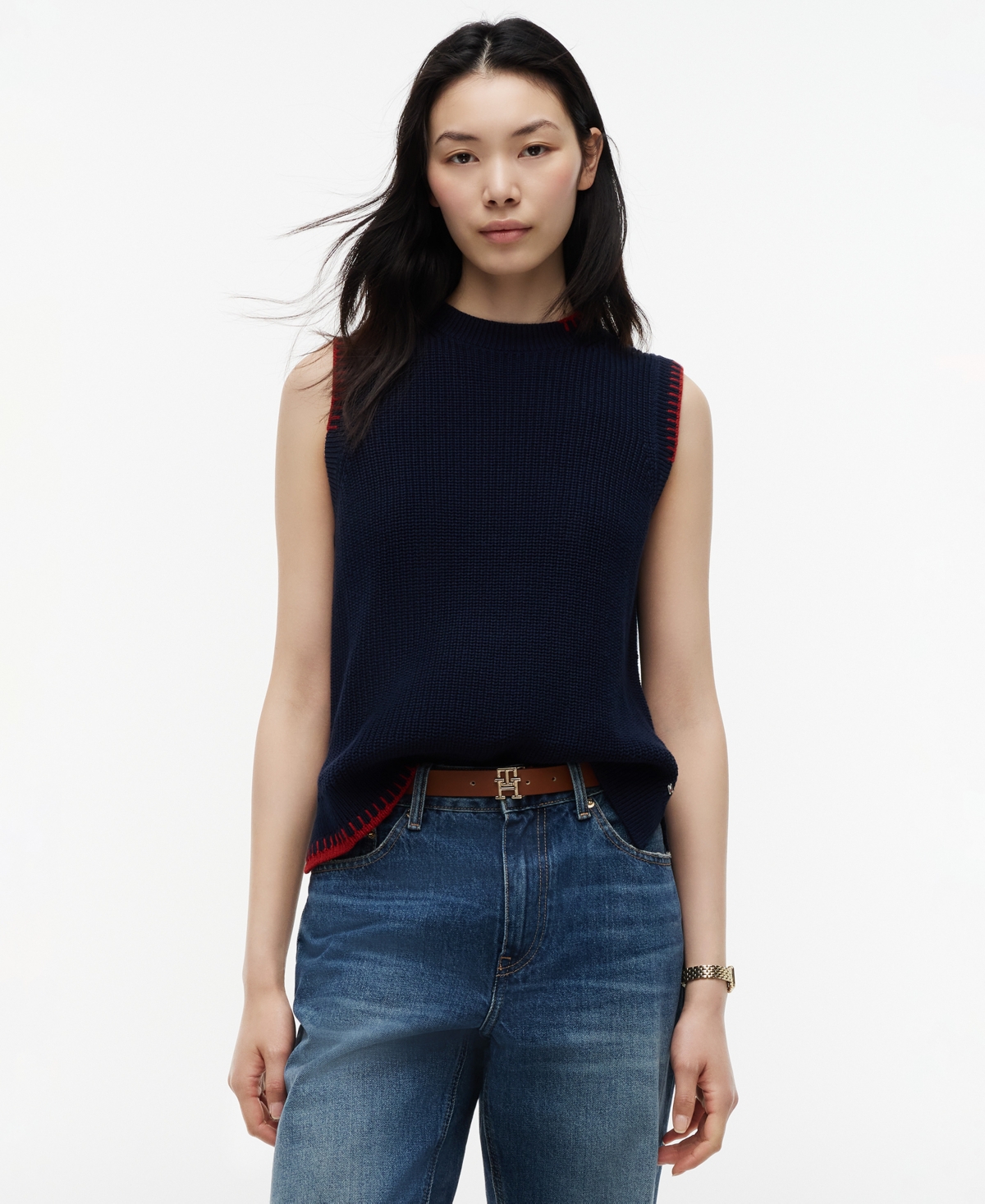 Click here for Tommy Hilfiger Womens Crochet Detail Crewneck Slee... prices