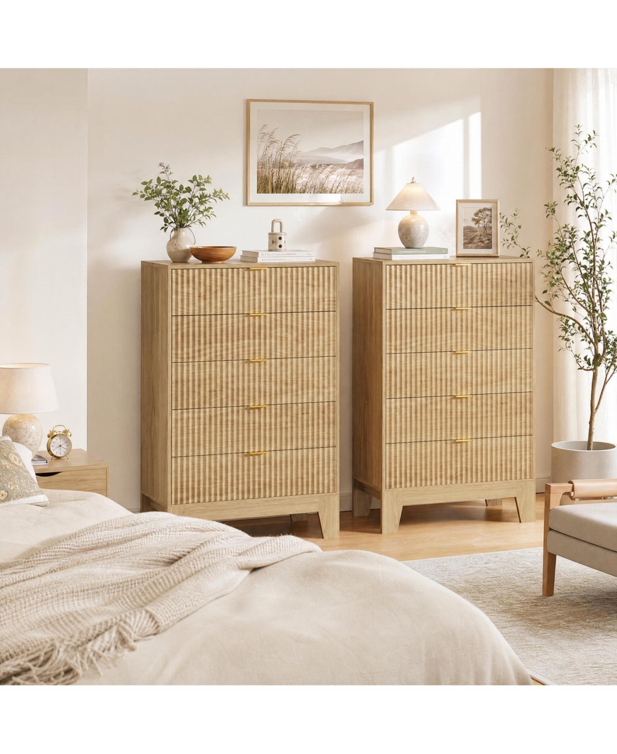 Click here for homfan 2 Set of 5 Drawer Dresser with Wave Pattern... prices