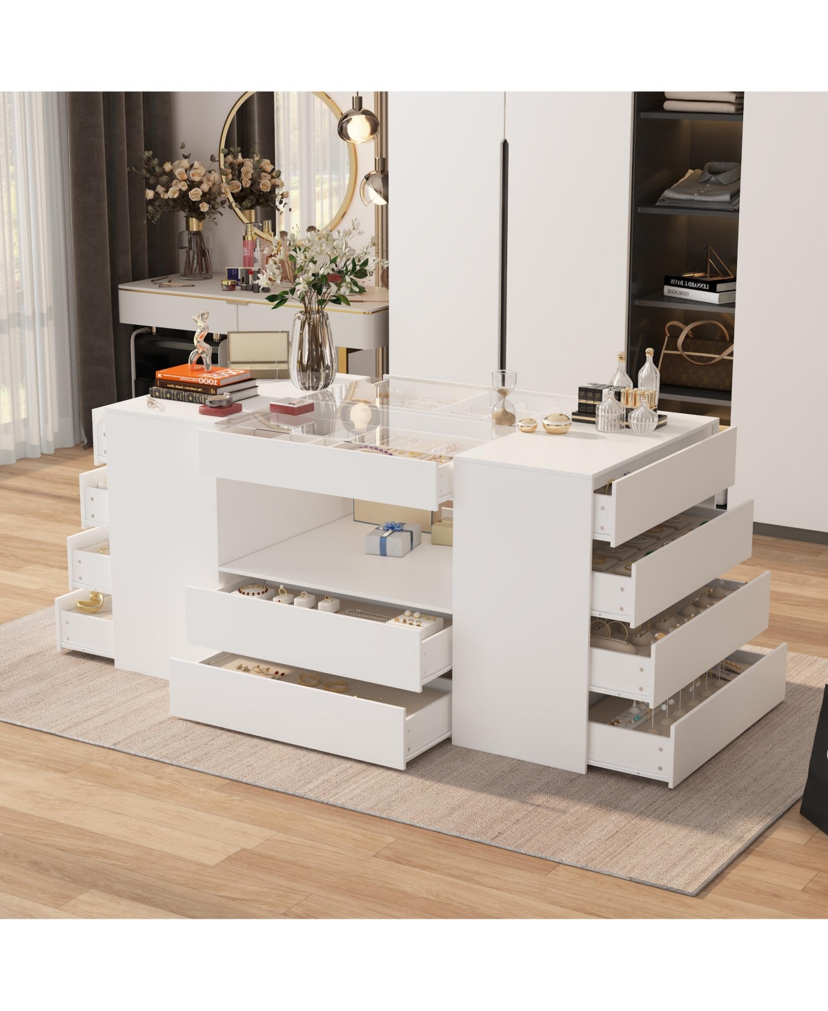 Click here for Homsee Modern 63 Inch 14-Drawer Island Cabinet - 4... prices