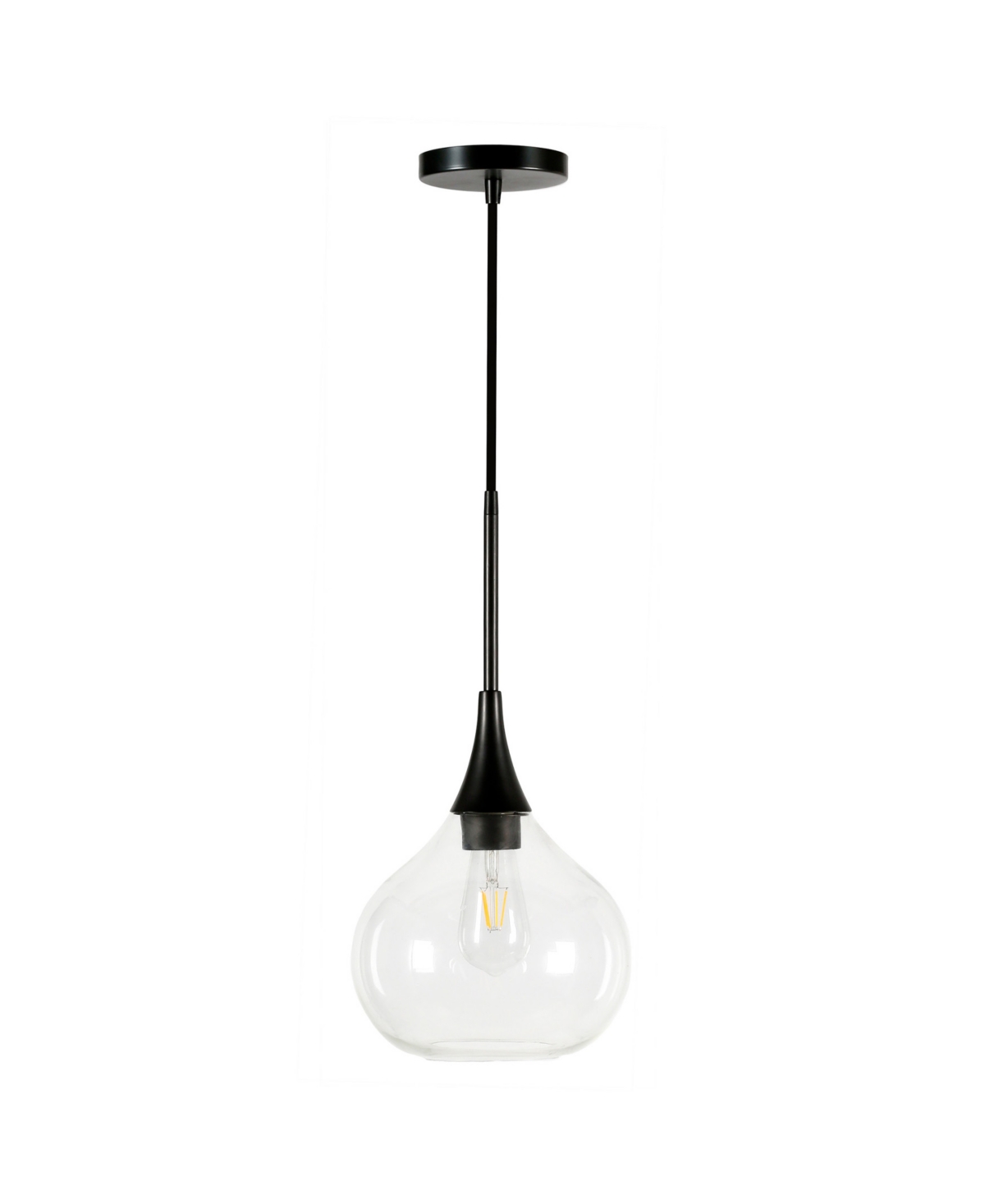 Click here for Hudson & Canal Ida 9 Wide Metal Pendant - Matte Bl... prices