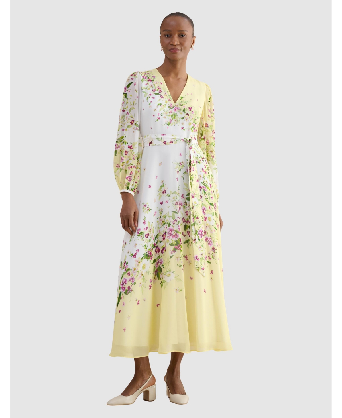 Click here for Hobbs London Womens Ariel Silk Dress - Yellowmulti prices