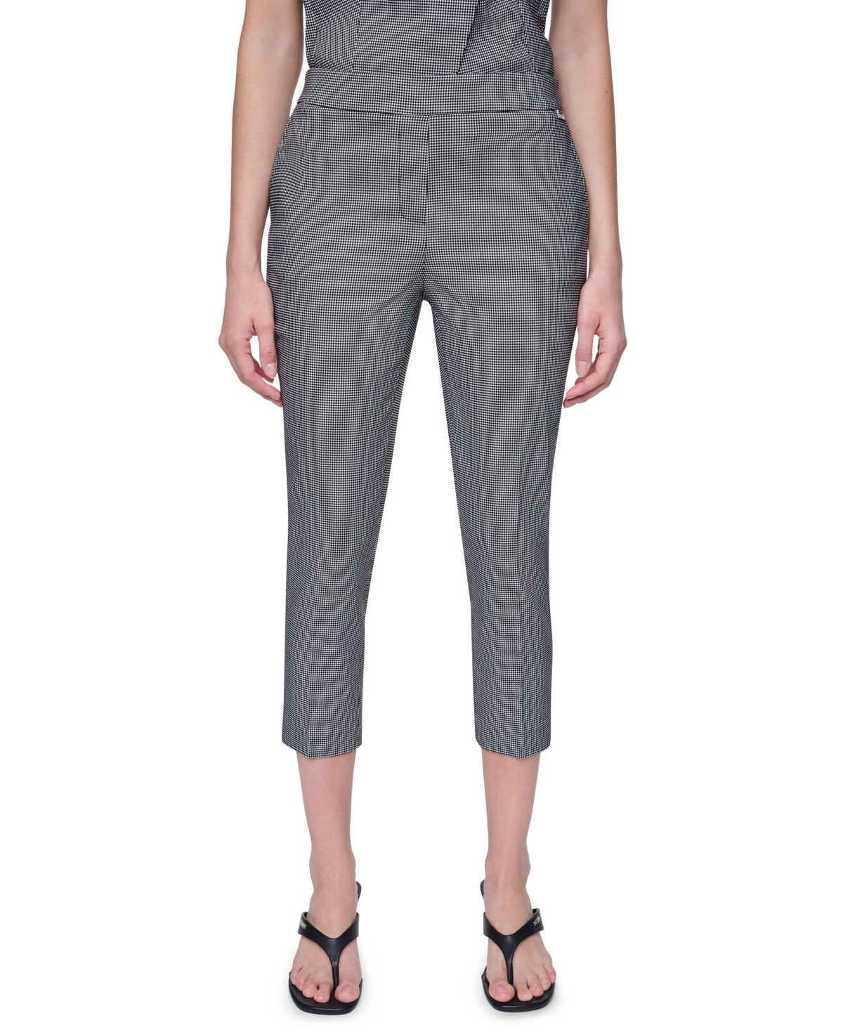Click here for Dkny Petite Houndstooth Millenium Ankle Pants - Bl... prices