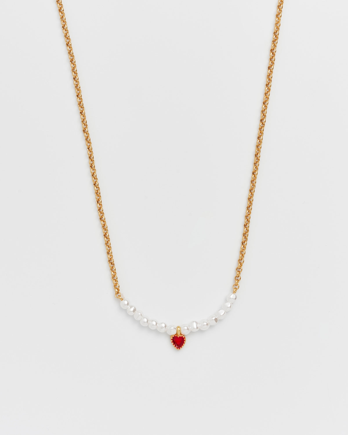 Click here for Fable England Gold Love Heart Pearl Necklace - Gol... prices