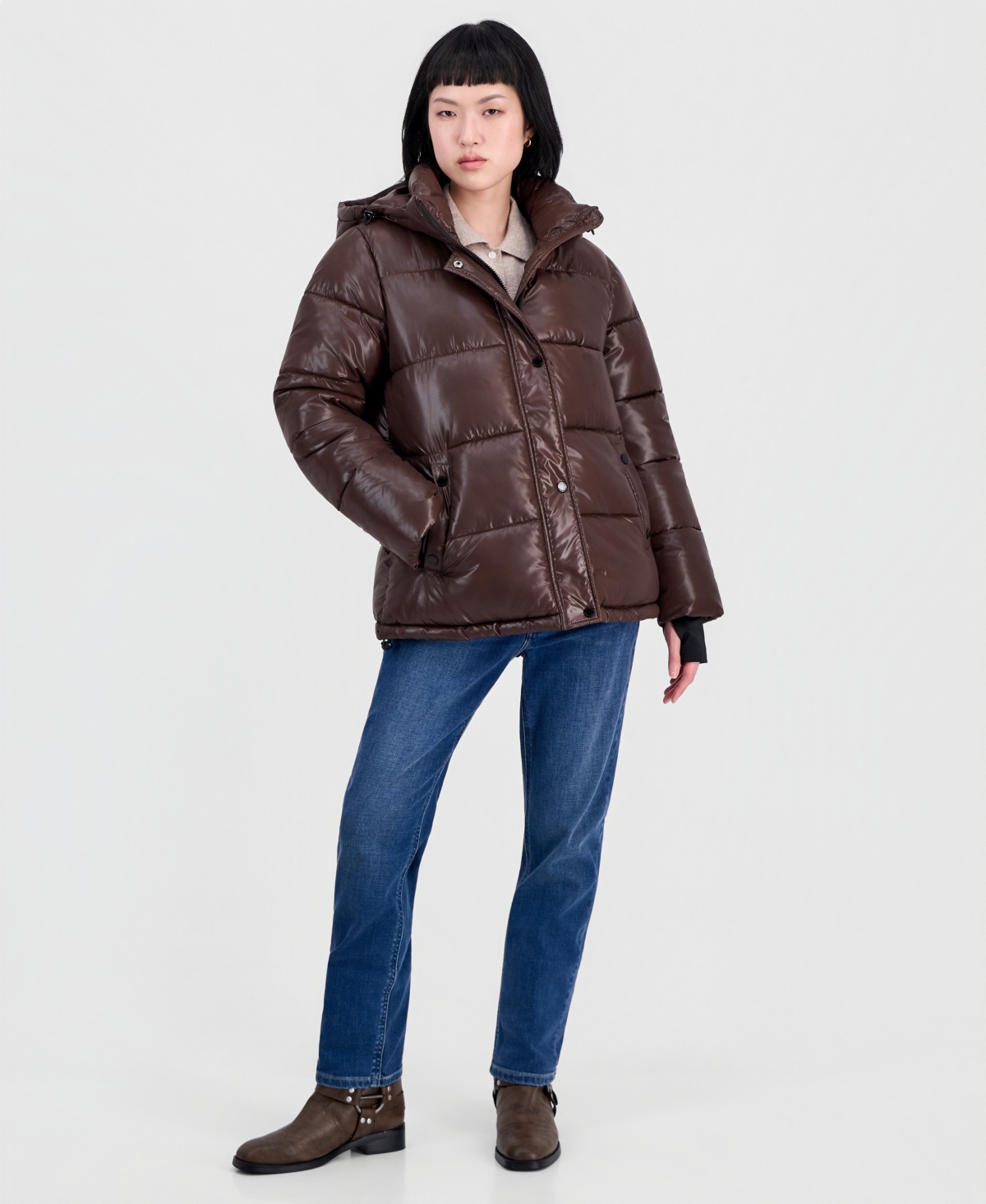 Click here for Steve Madden Womens Hooded Short Quilted Puffer Co... prices