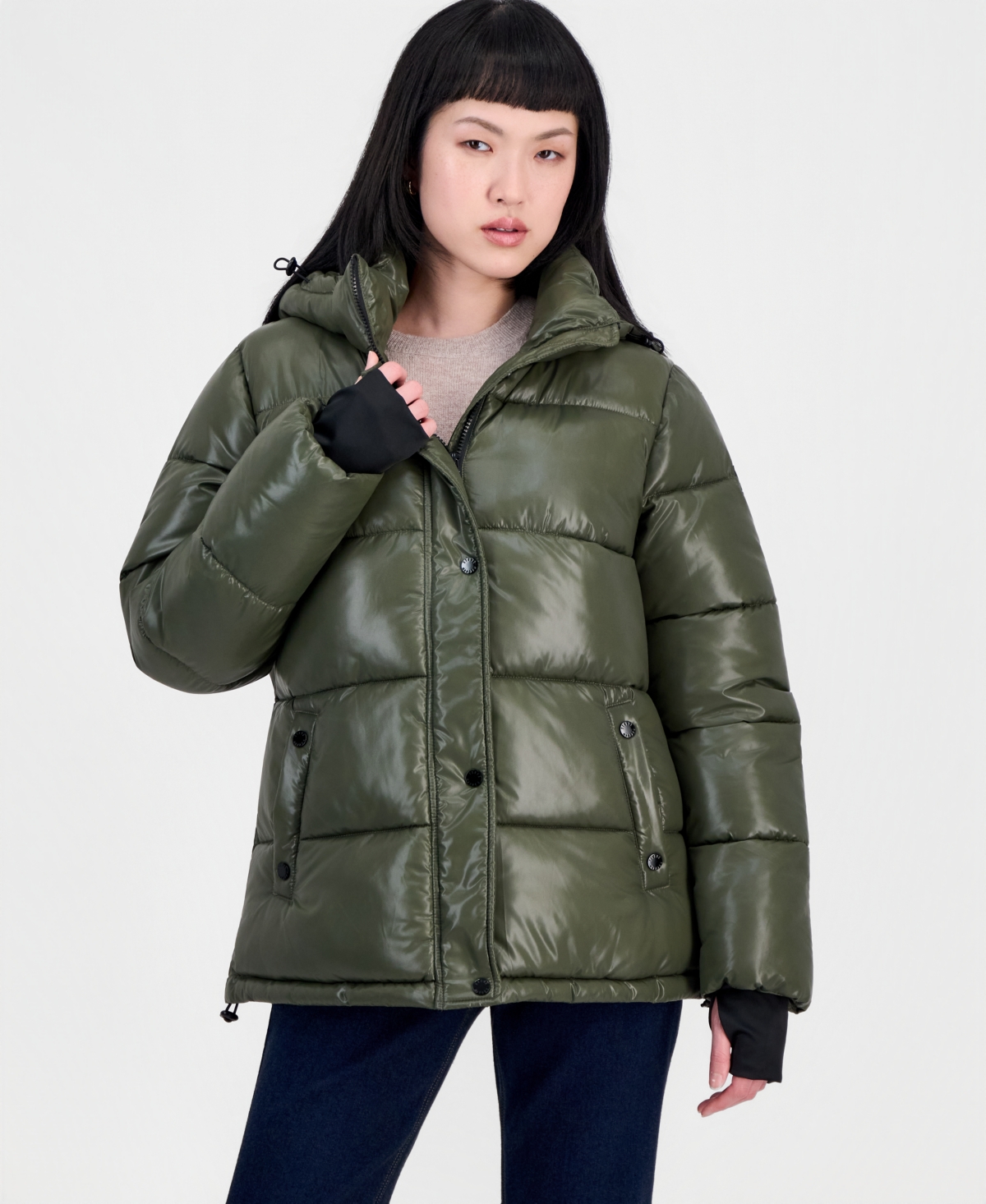 Click here for Steve Madden Womens Hooded Short Quilted Puffer Co... prices