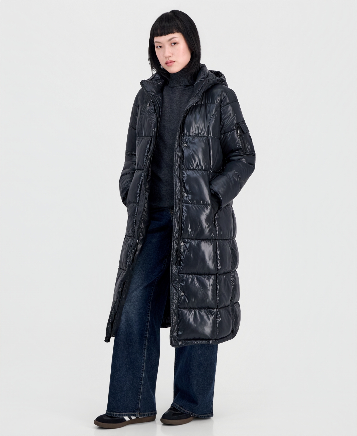 Click here for Steve Madden Womens Hooded Maxi Puffer Coat - Blac... prices