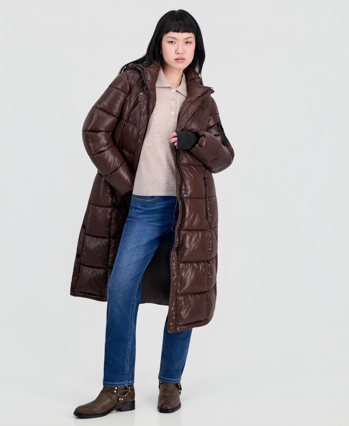 Click here for Steve Madden Womens Hooded Maxi Puffer Coat - Espr... prices