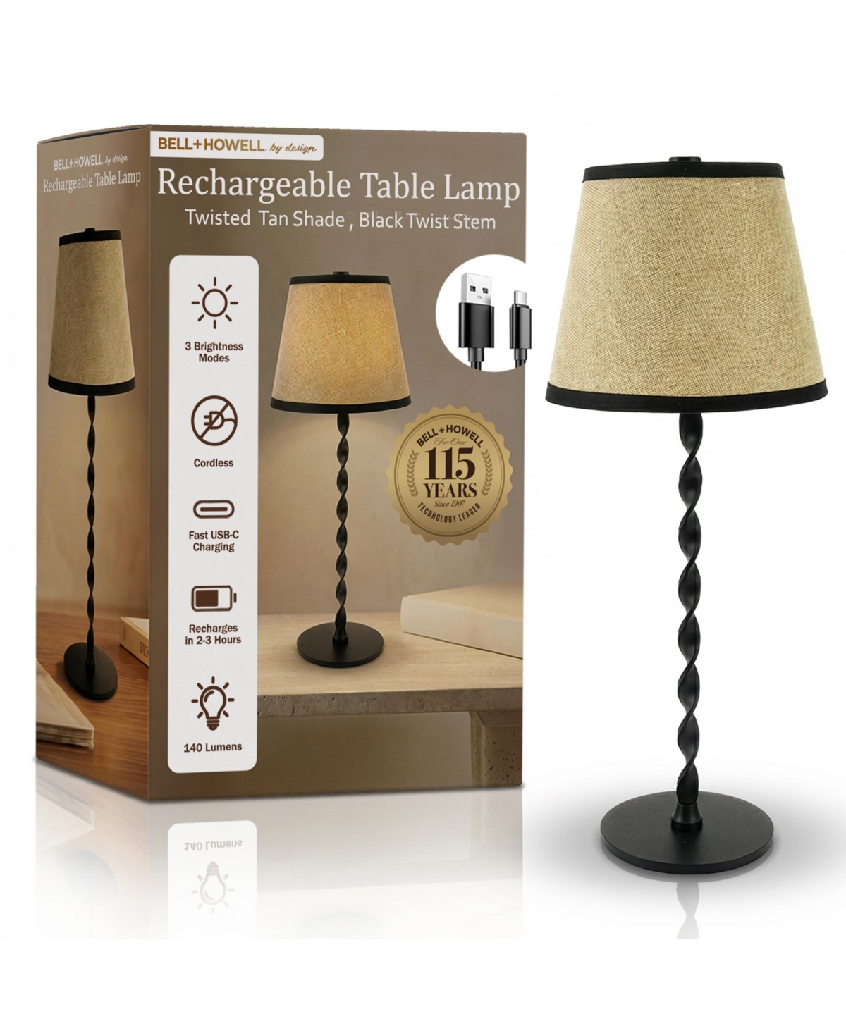 Click here for Bell + Howell Twist Stem Twisted Linen Shade Recha... prices