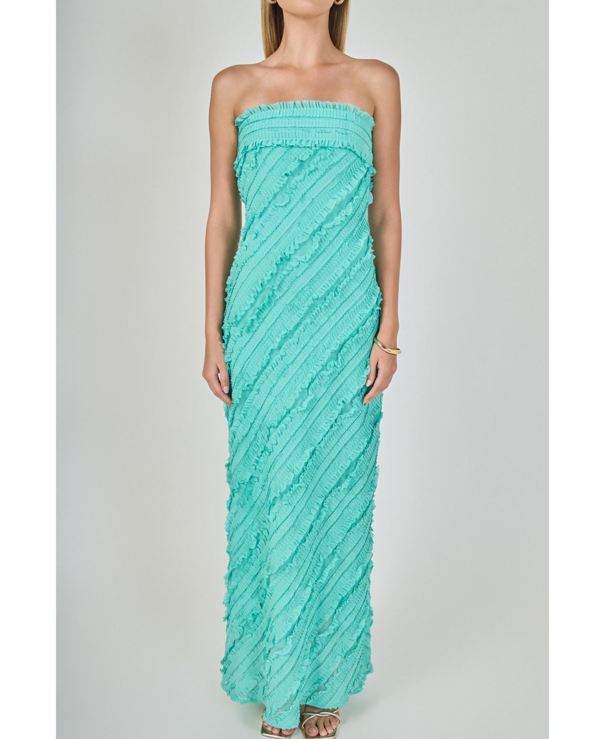 Click here for endless rose Womens Strapless Ruffled Maxi Dress -... prices