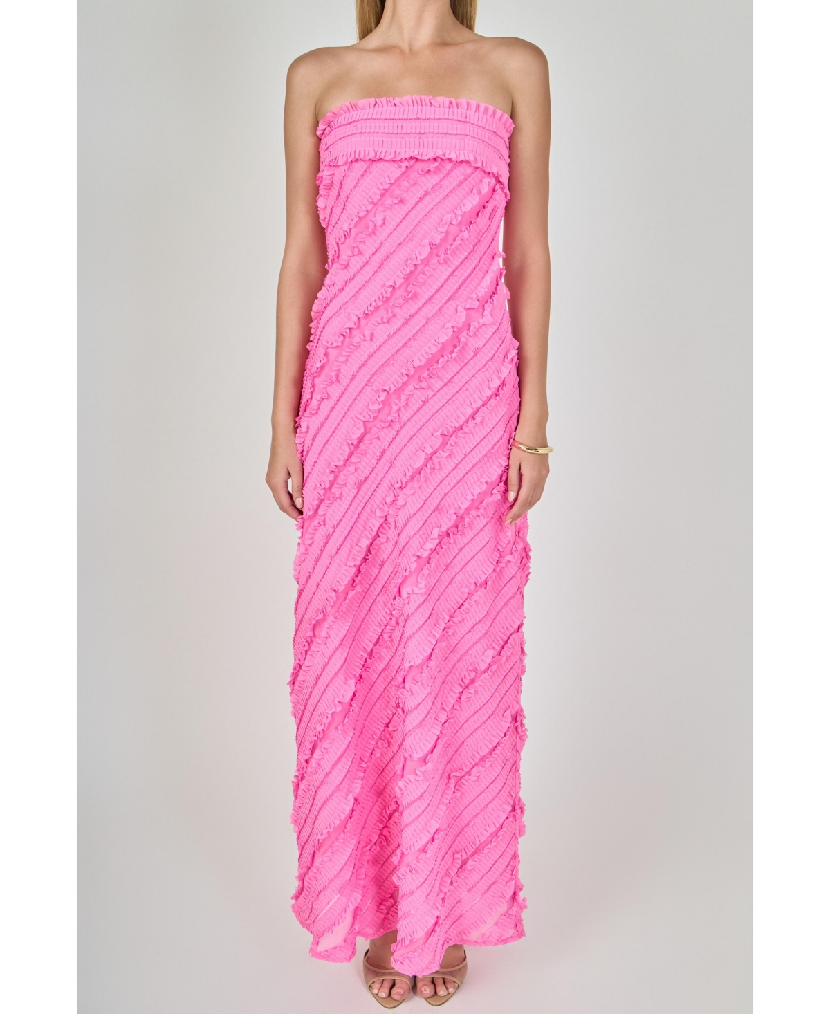 Click here for endless rose Womens Strapless Ruffled Maxi Dress -... prices