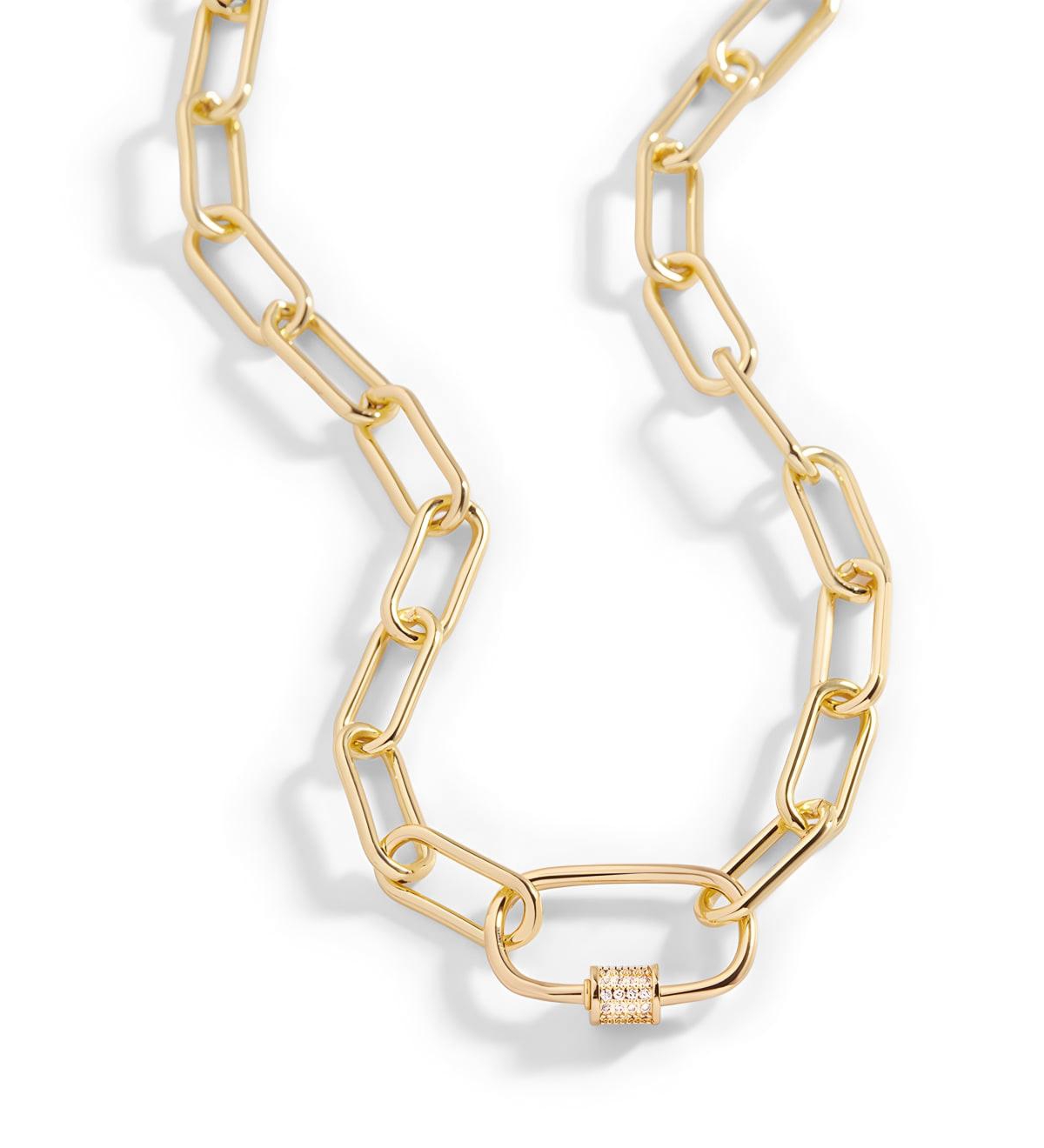 Click here for Mint & Lily Link Chain Necklace with Pave Carabine... prices