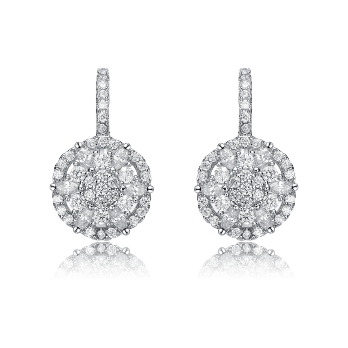 Click here for Rachel Glauber White Gold Plated Cz Flower Cluster... prices