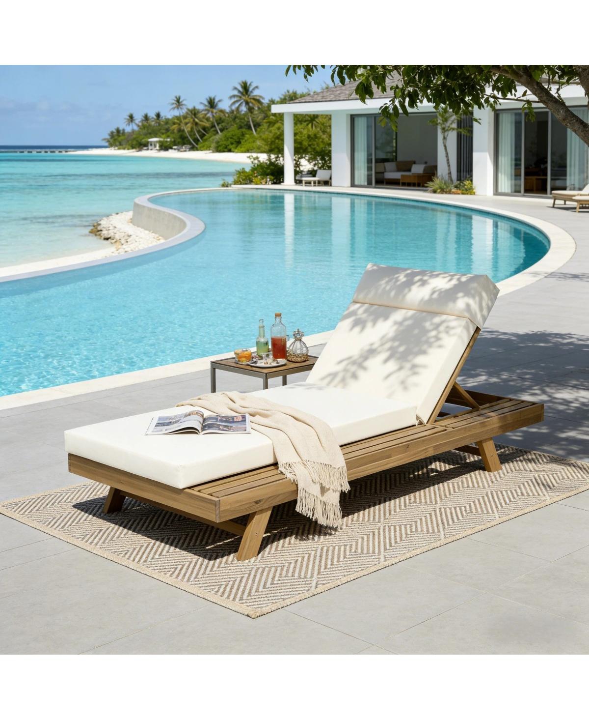 Click here for Streamdale Furniture Acacia Wood Lounge Chaise Set... prices