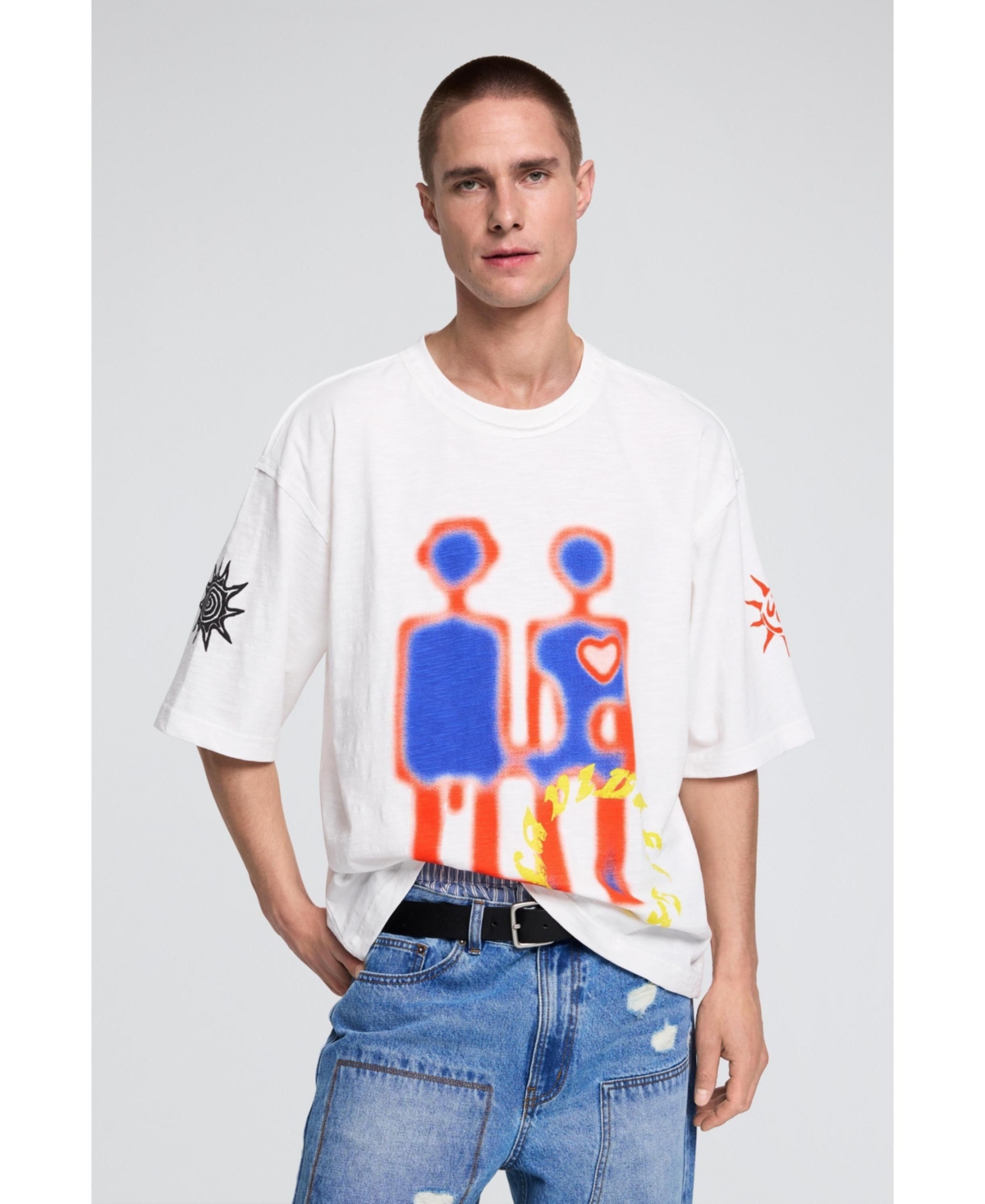 Click here for Desigual Mens Printed T-shirt with robots - White prices