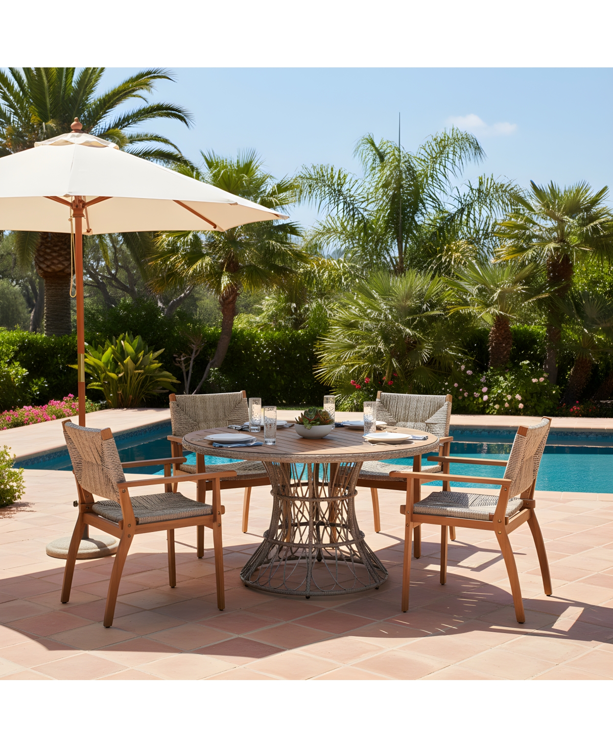Click here for Streamdale Furniture 5-Piece Acacia Wood and Wicke... prices