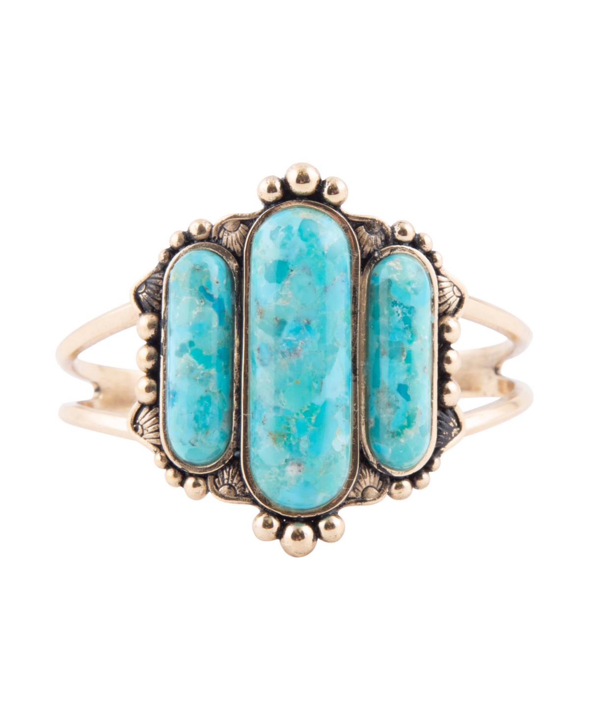 Click here for Barse Plateau Blue Turquoise Golden Cuff Bracelet... prices