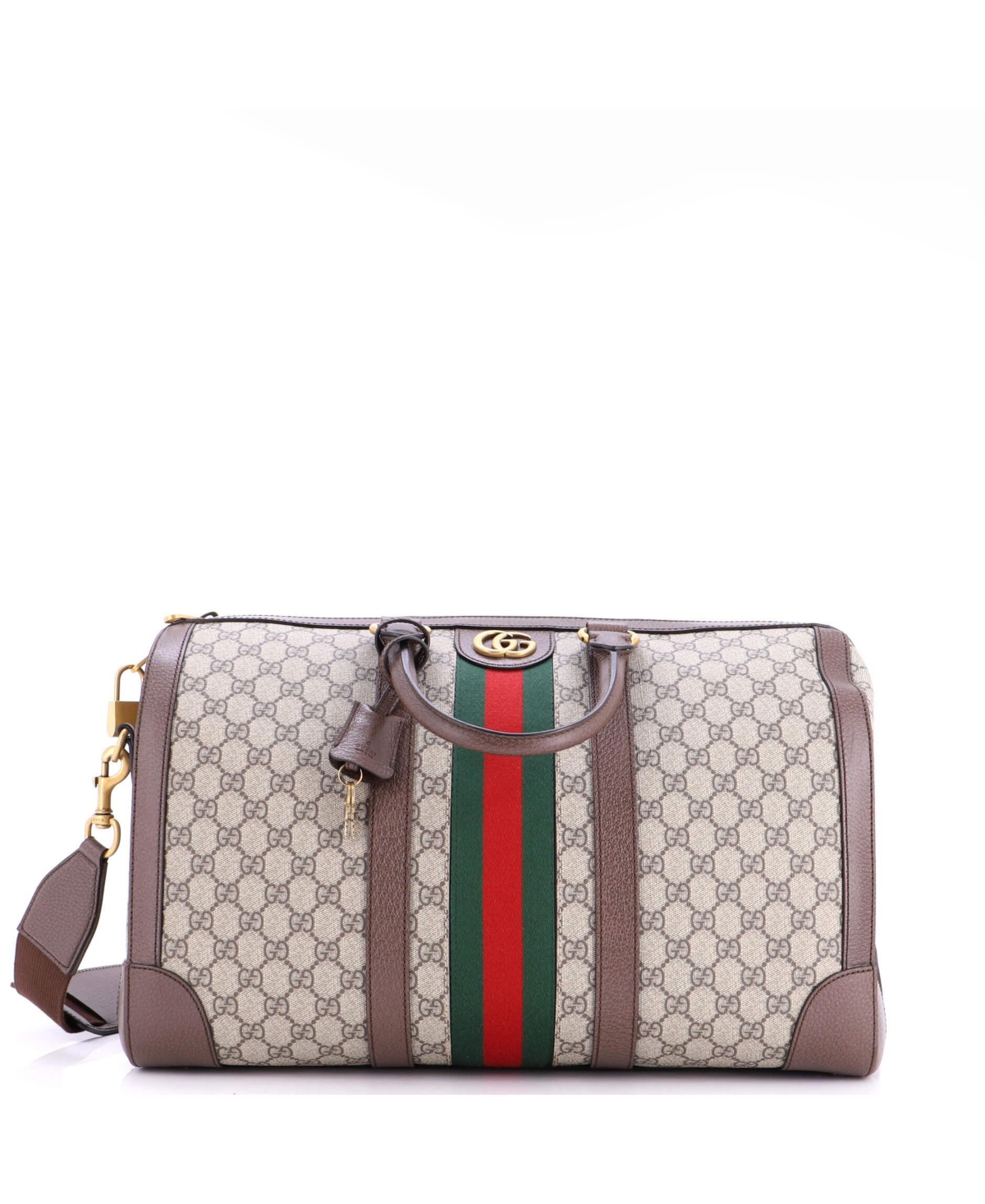 Click here for Pre-Owned Gucci Medium Savoy Web Convertible Duffl... prices