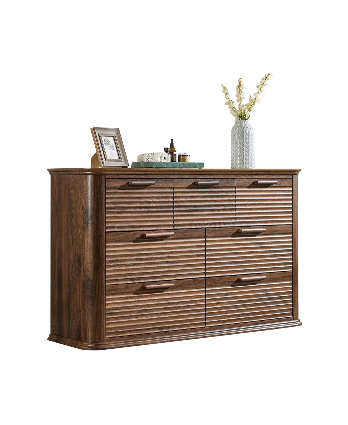 Click here for Rainsken Fluted 7 Drawer Dresser  Modern Wood Ches... prices