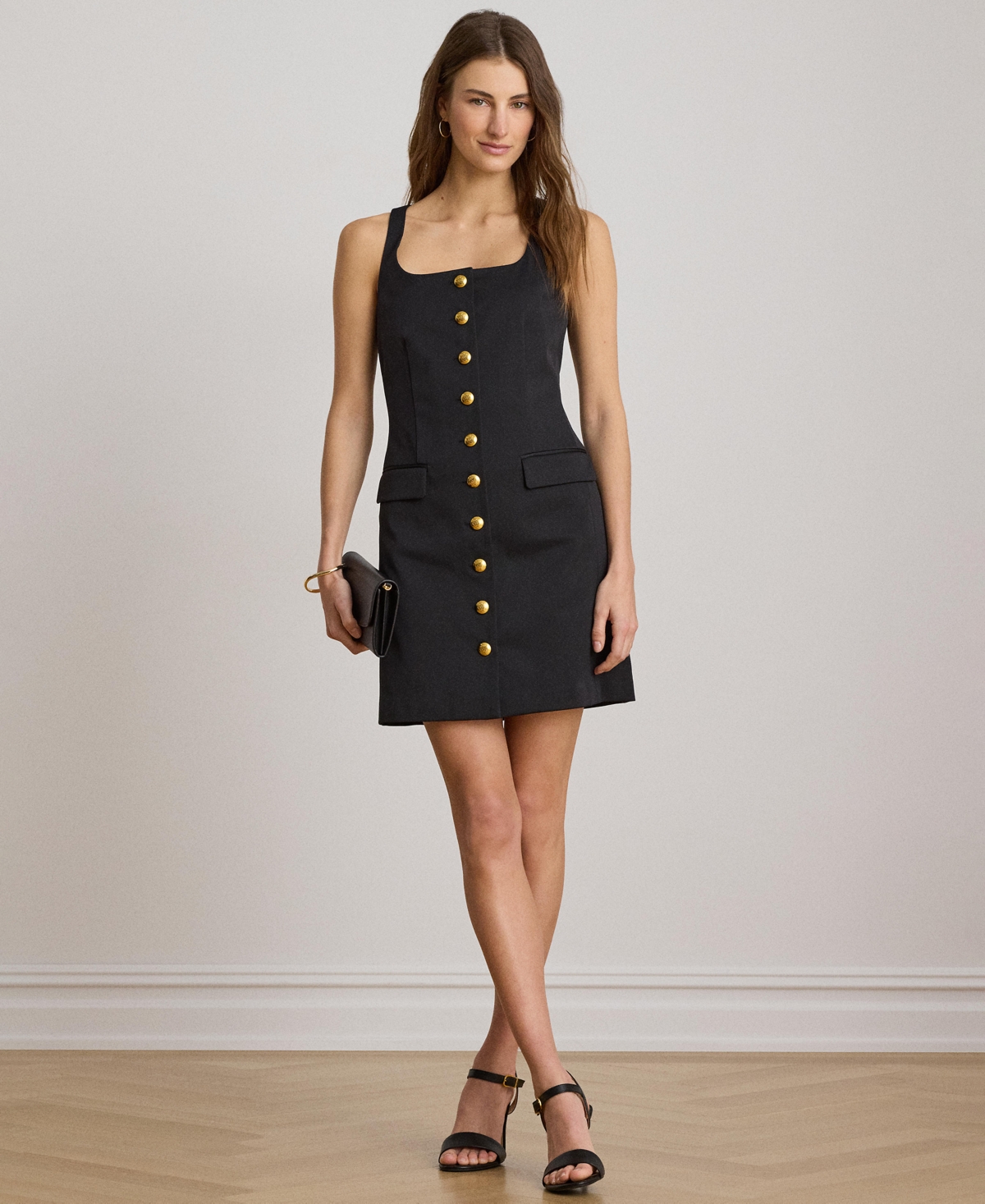 Click here for Lauren Ralph Lauren Button-Trim Faille Cocktail Dr... prices