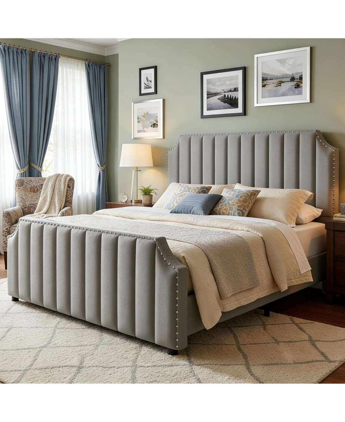 Click here for gaomon Queen Platform Bed  52 Velvet Headboard wit... prices