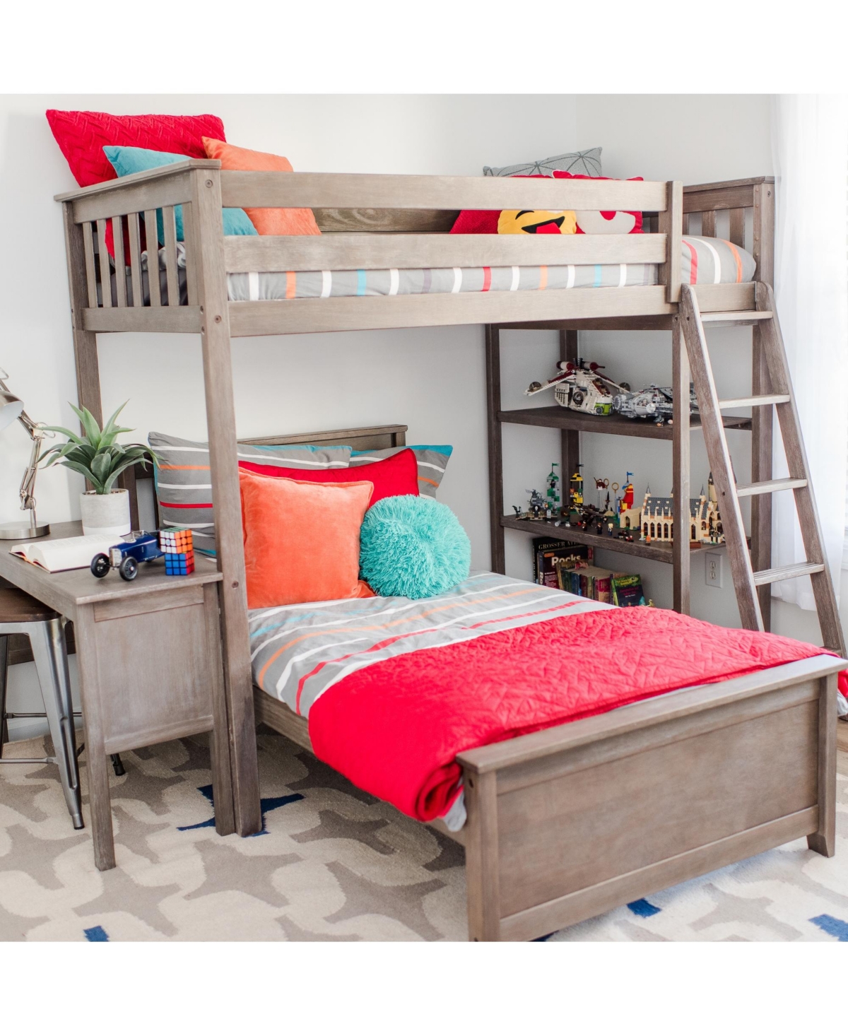 Click here for Max & Lily L-Shaped Twin over Twin Bunk Bed with B... prices