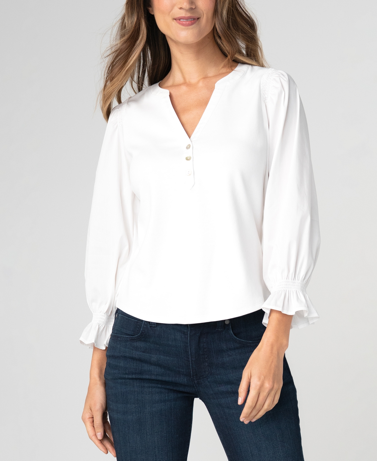 Click here for Liverpool Los Angeles Petite Modified V-Neck Blous... prices