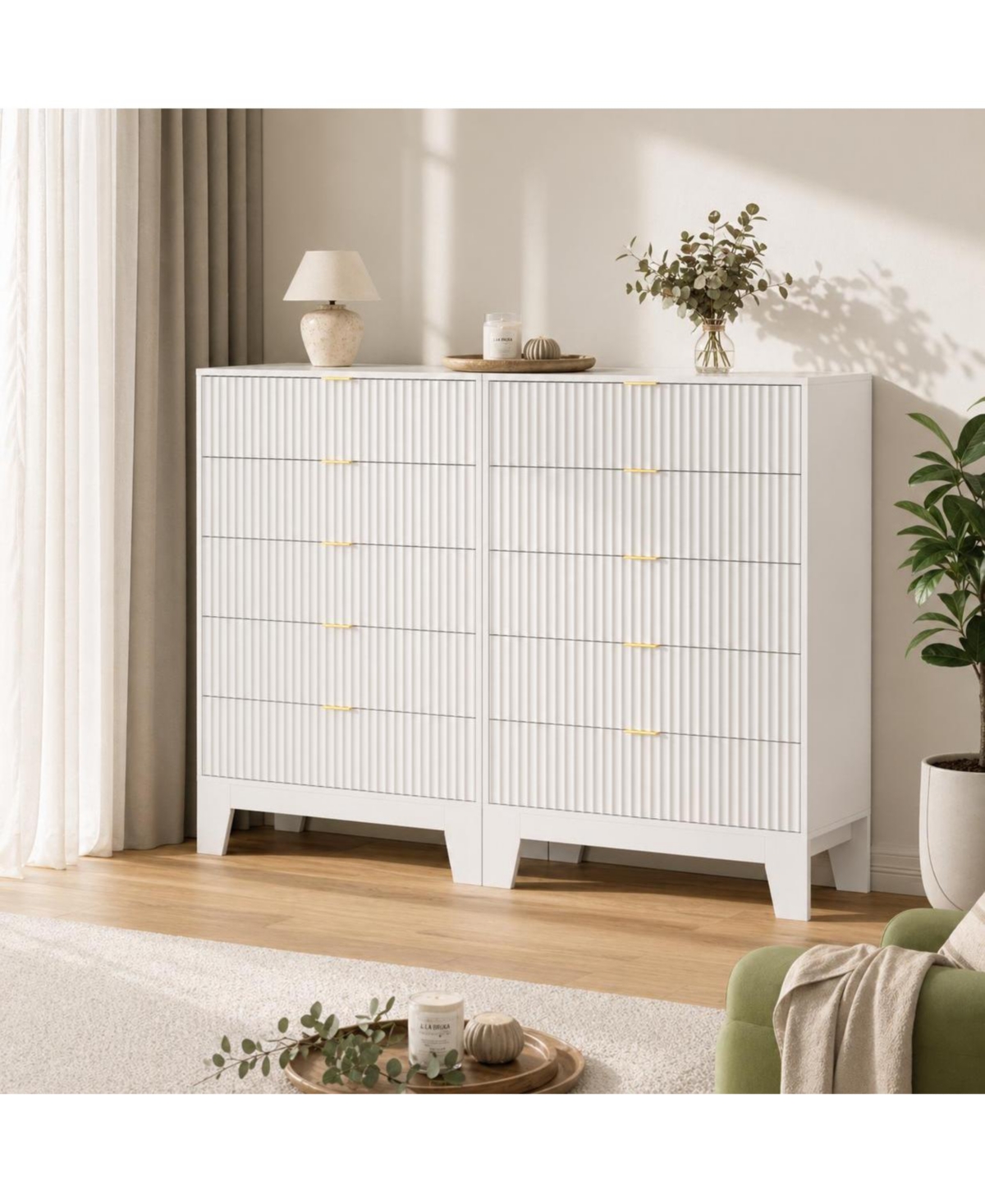 Click here for gaomon Set of 2 Fluted Dressers - 47 Tall Chest of... prices