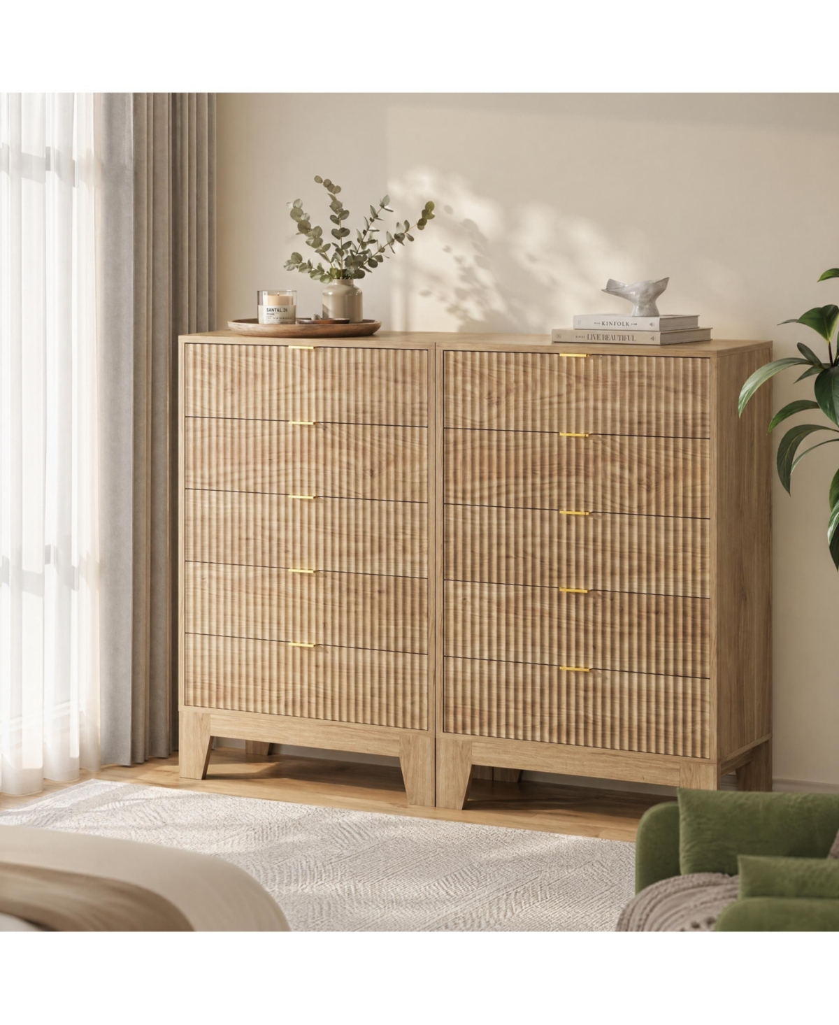 Click here for gaomon Set of 2 Fluted Dressers - 47 Tall Chest of... prices