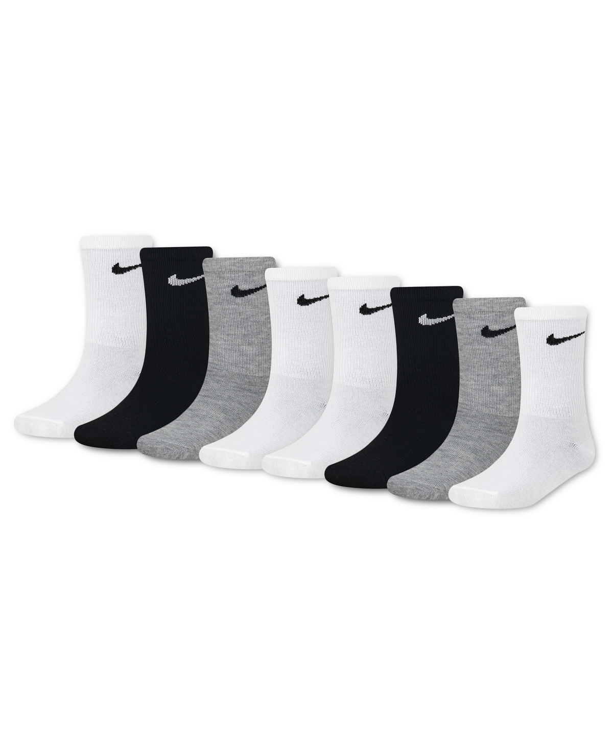 Click here for Nike Boys 4-7 Crew Socks  8-Pack - Dark Gray/Black... prices