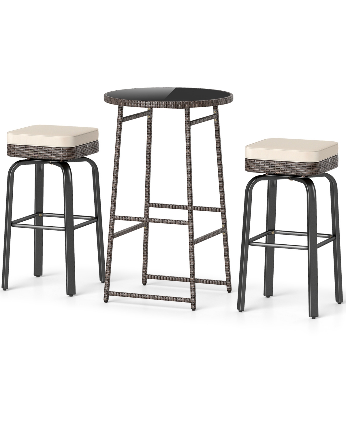 Click here for Slickblue 3-Piece Outdoor Swivel Bar Set with Tabl... prices