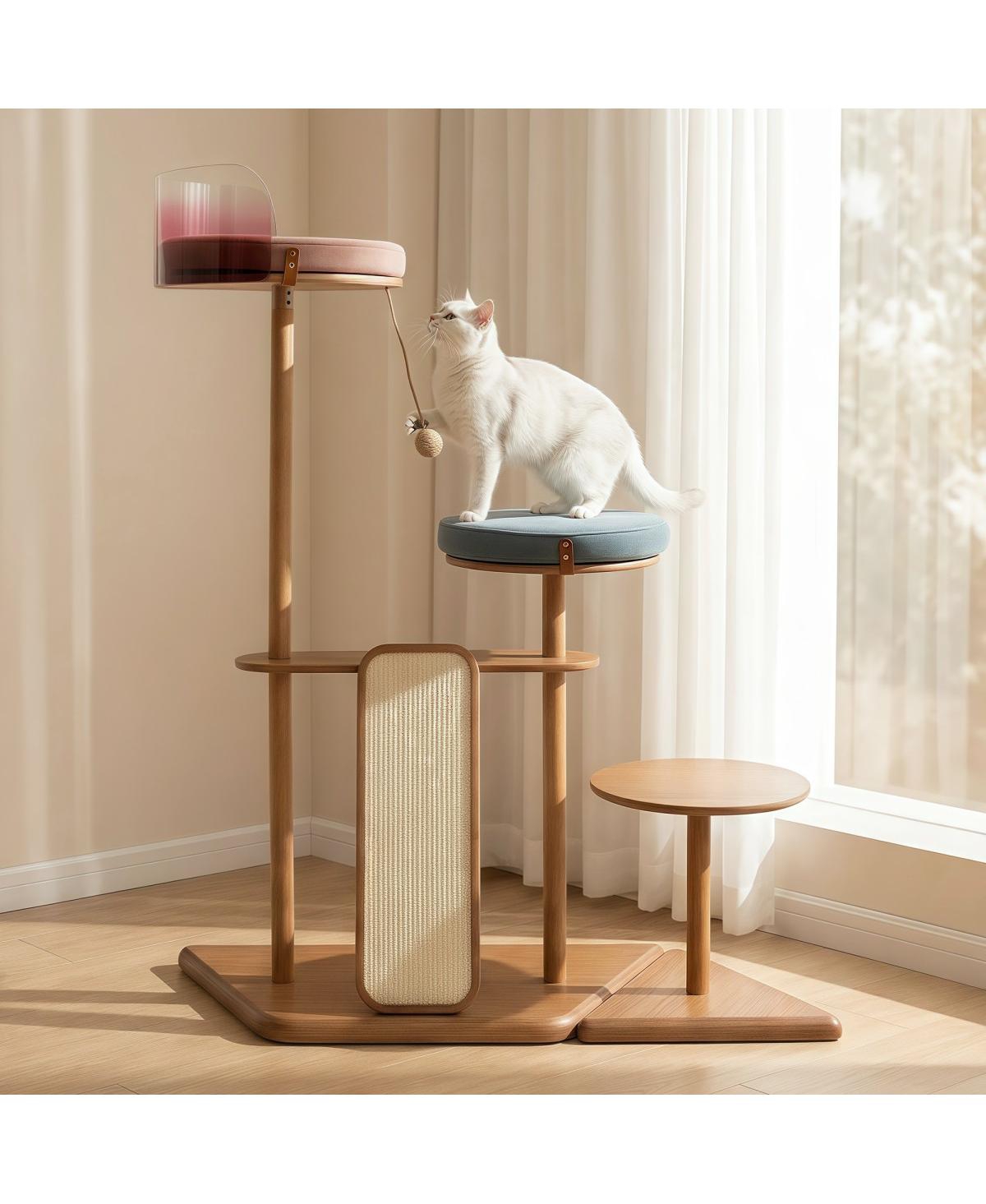 Click here for 6thdruple Modern Wood Cat Tower  Geometric Cat Tre... prices