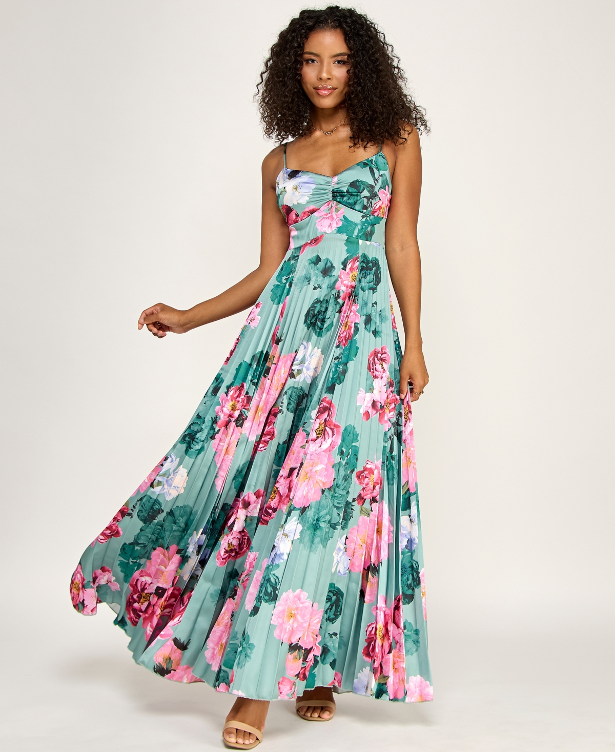 Click here for Katia Rae Juniors Floral Tie-Back Pleated Dress -... prices