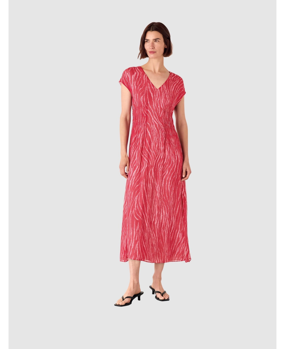 Click here for Whistles Womens Short Sleeve Zebra Texture Midi Dr... prices