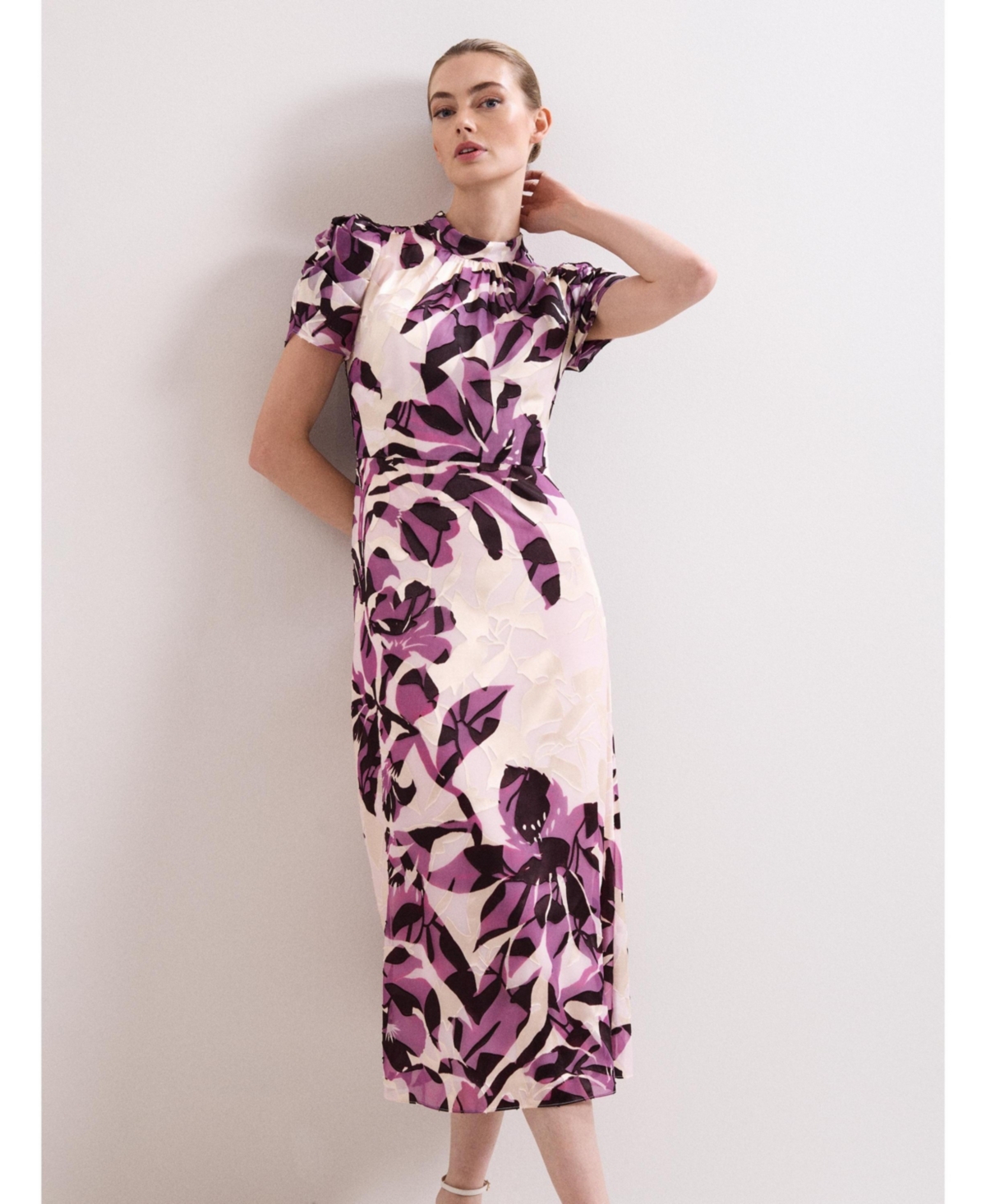 Phase Eight Womens Tilly High Neck Midi Dress - Cream
