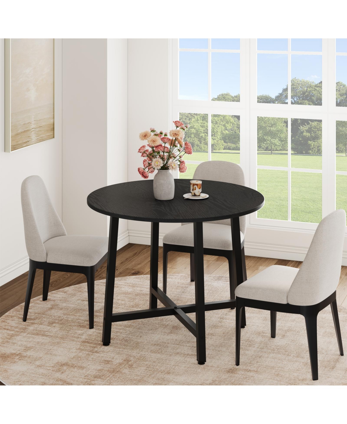 Click here for homfan Round Dining Table for 2-4  Wood-Grain Circ... prices