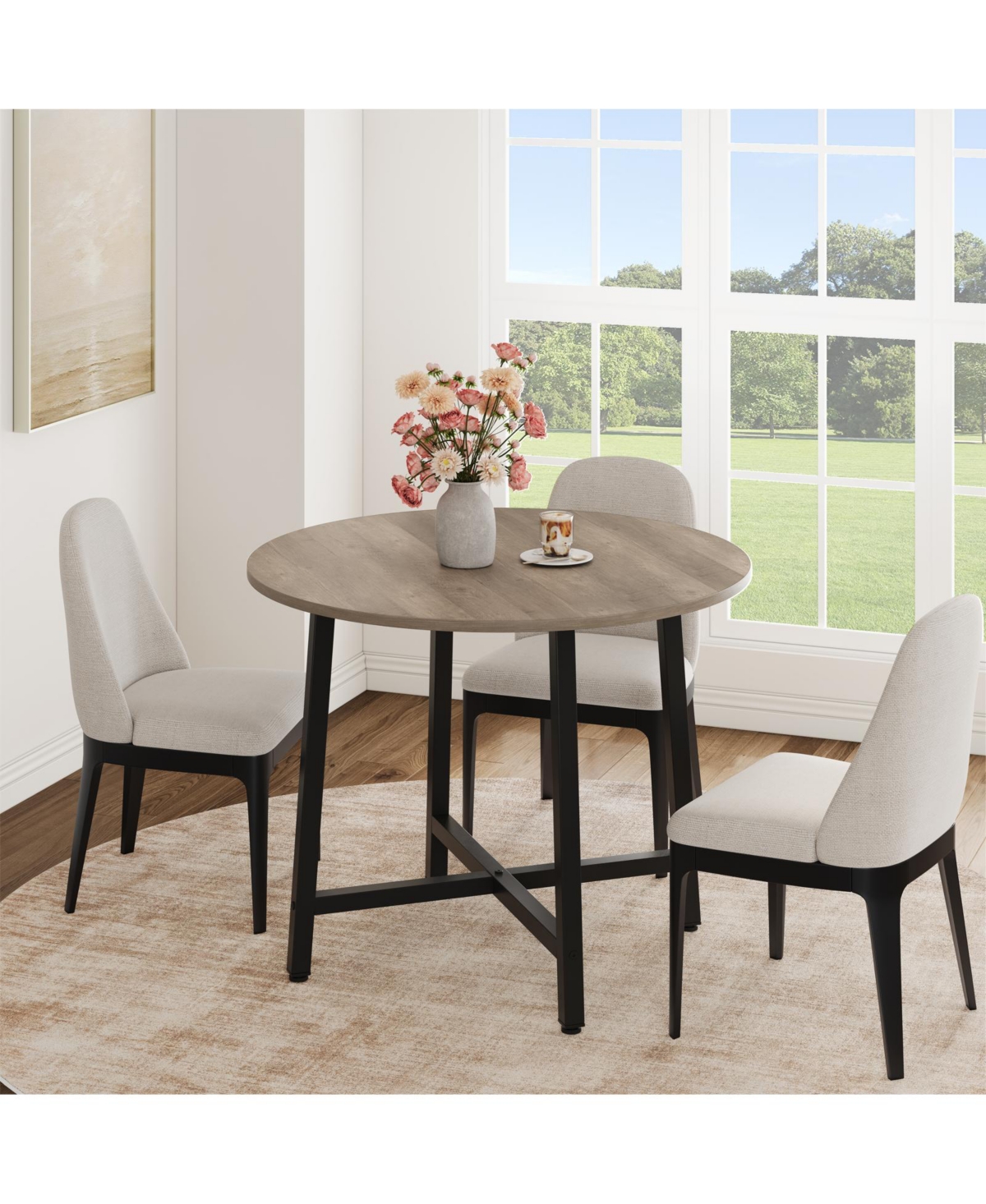 Click here for homfan Round Dining Table for 2-4  Wood-Grain Circ... prices